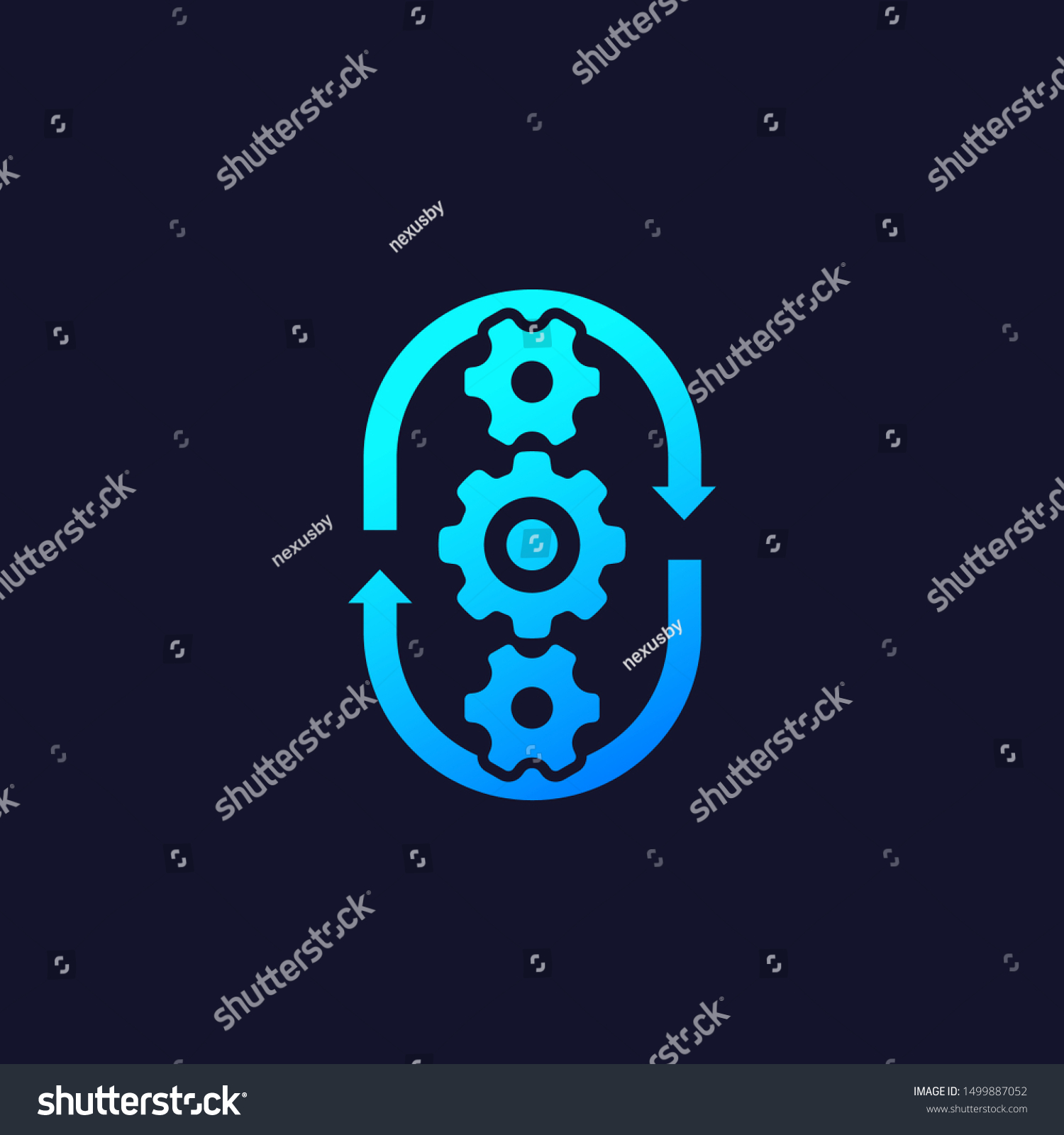 Production Cycle Process Icon Cogwheels Arrows Stock Vector (Royalty ...