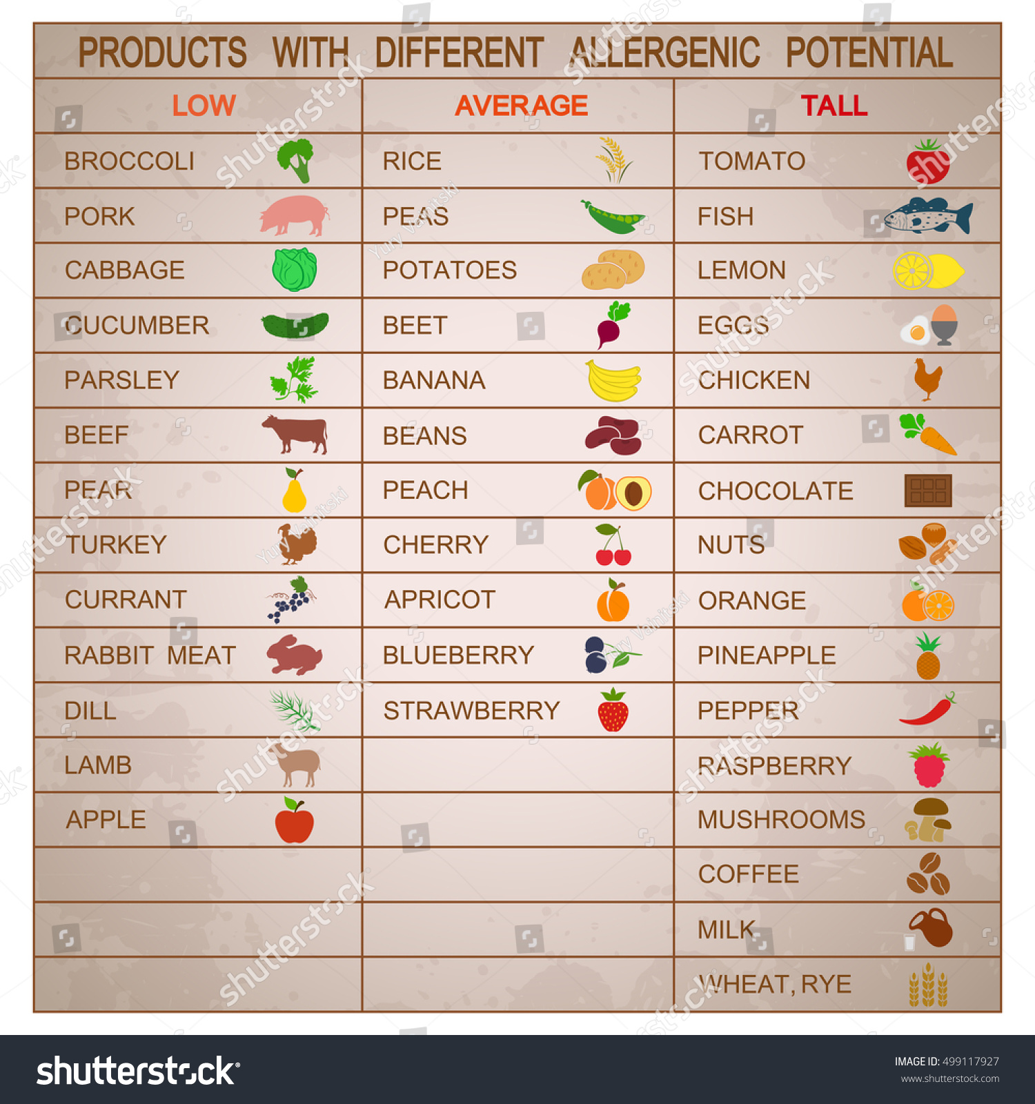 Products Different Allergenic Potential Vector Illustration Stock ...