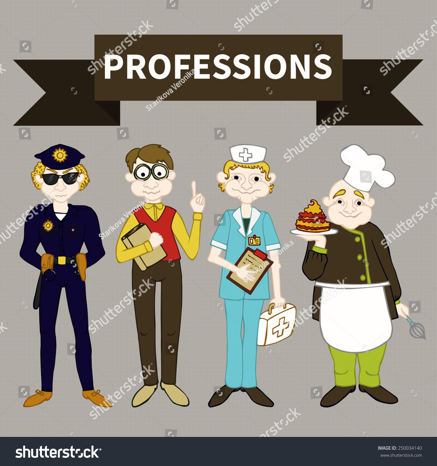 Profession Doodle Set 4 Icons Stock Vector (Royalty Free) 250034140