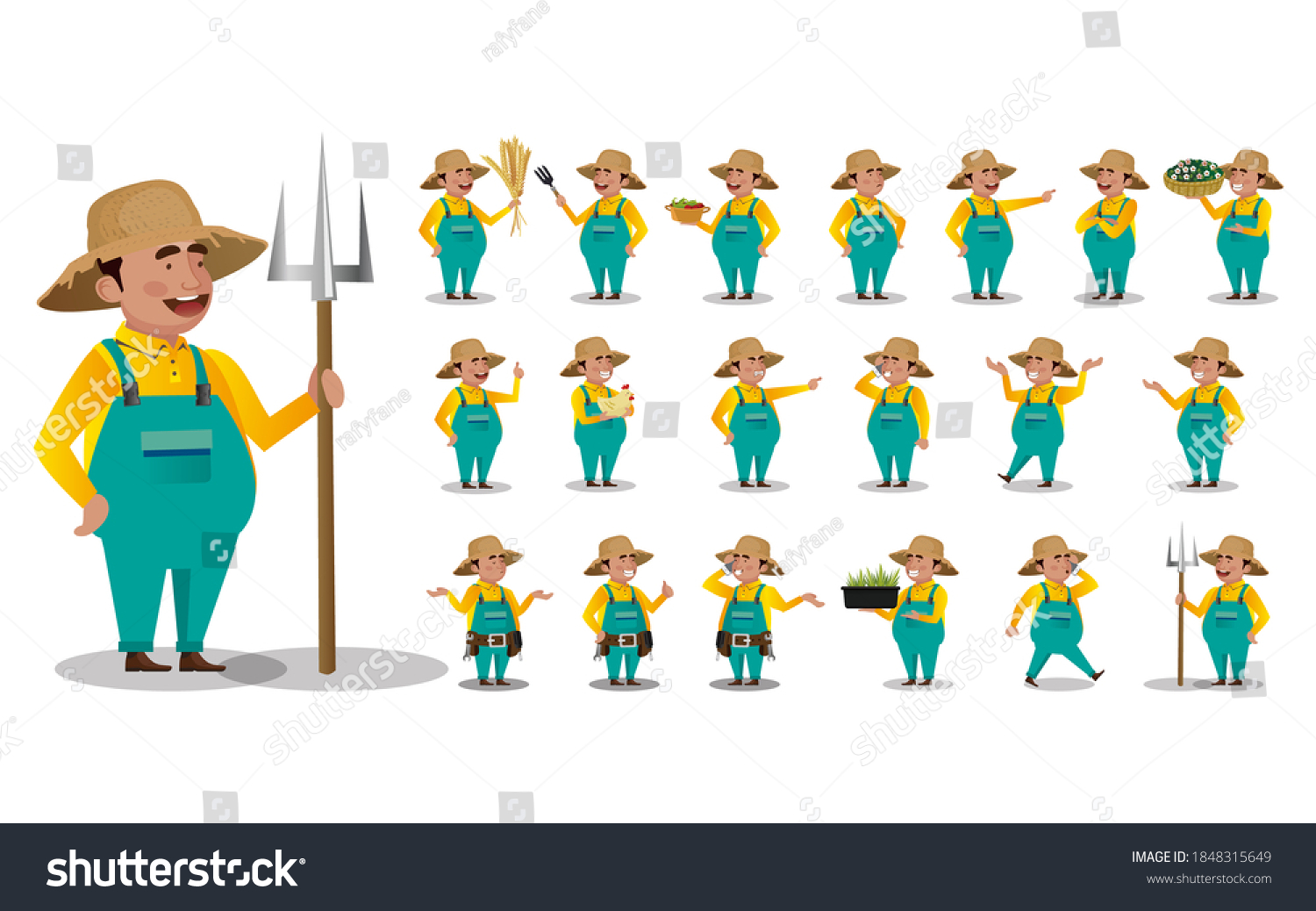 Profession Farmer Different Poses Stock Vector (Royalty Free ...