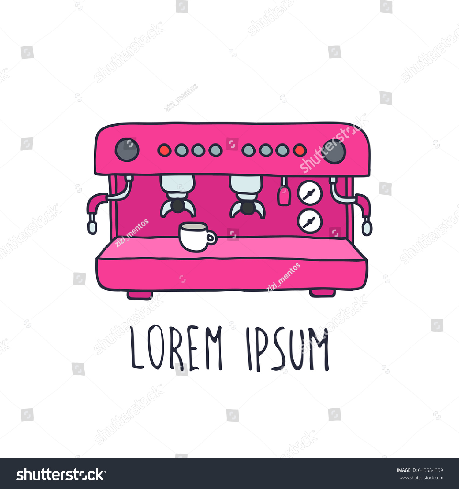 Professional Coffee Machine Doodle Icon Stock Vector (Royalty Free ...