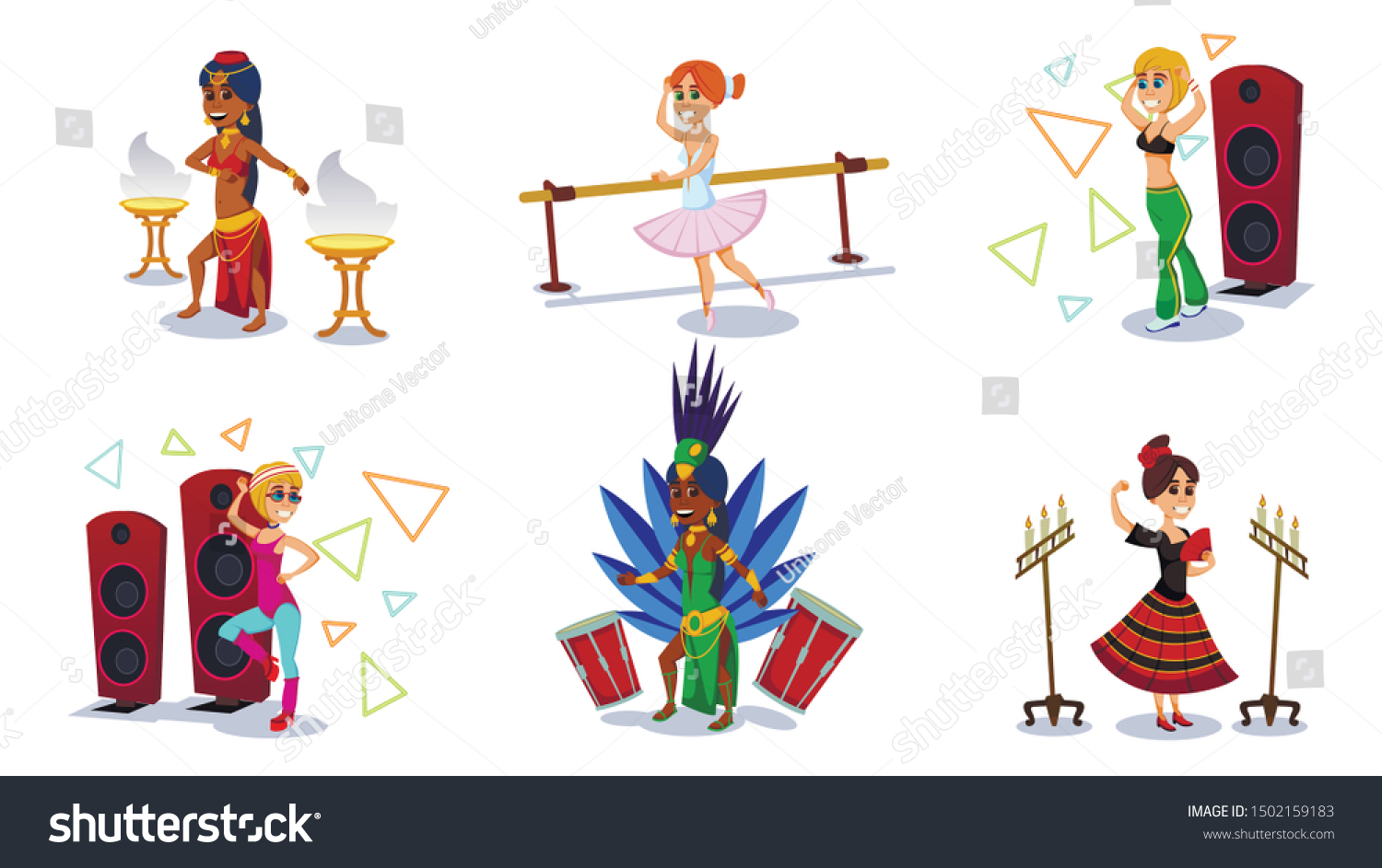 Professional Dancer Characters Performing Different Styles Stock Vector ...