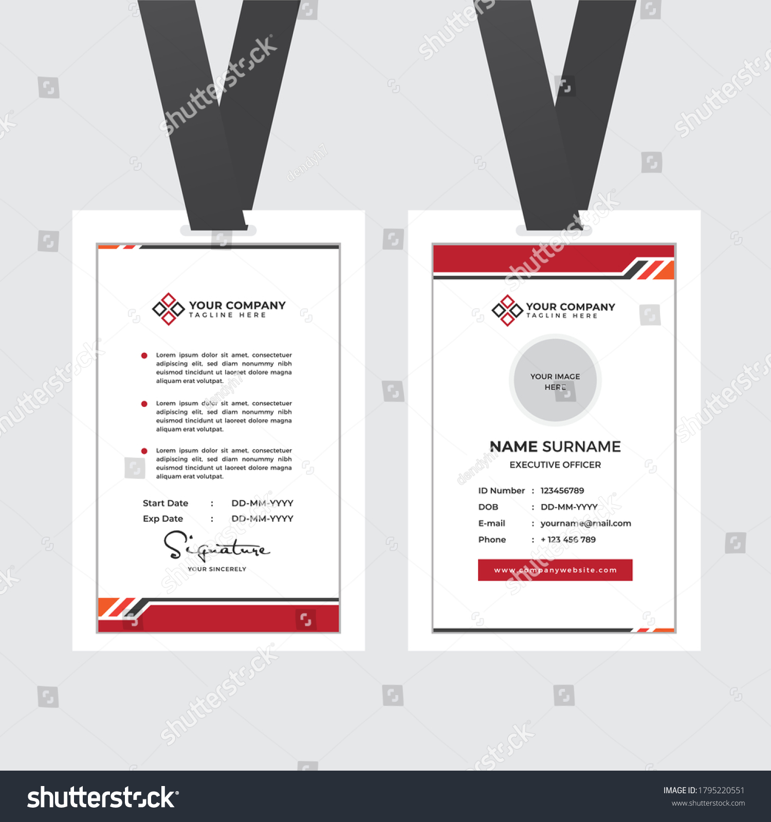 Professional Employee Id Card Template Vector: เวกเตอร์สต็อก (ปลอดค่า ...