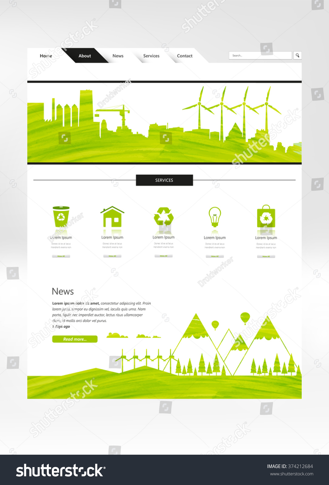Professional Green Eco Website Design Vector Stock Vector (Royalty Free ...