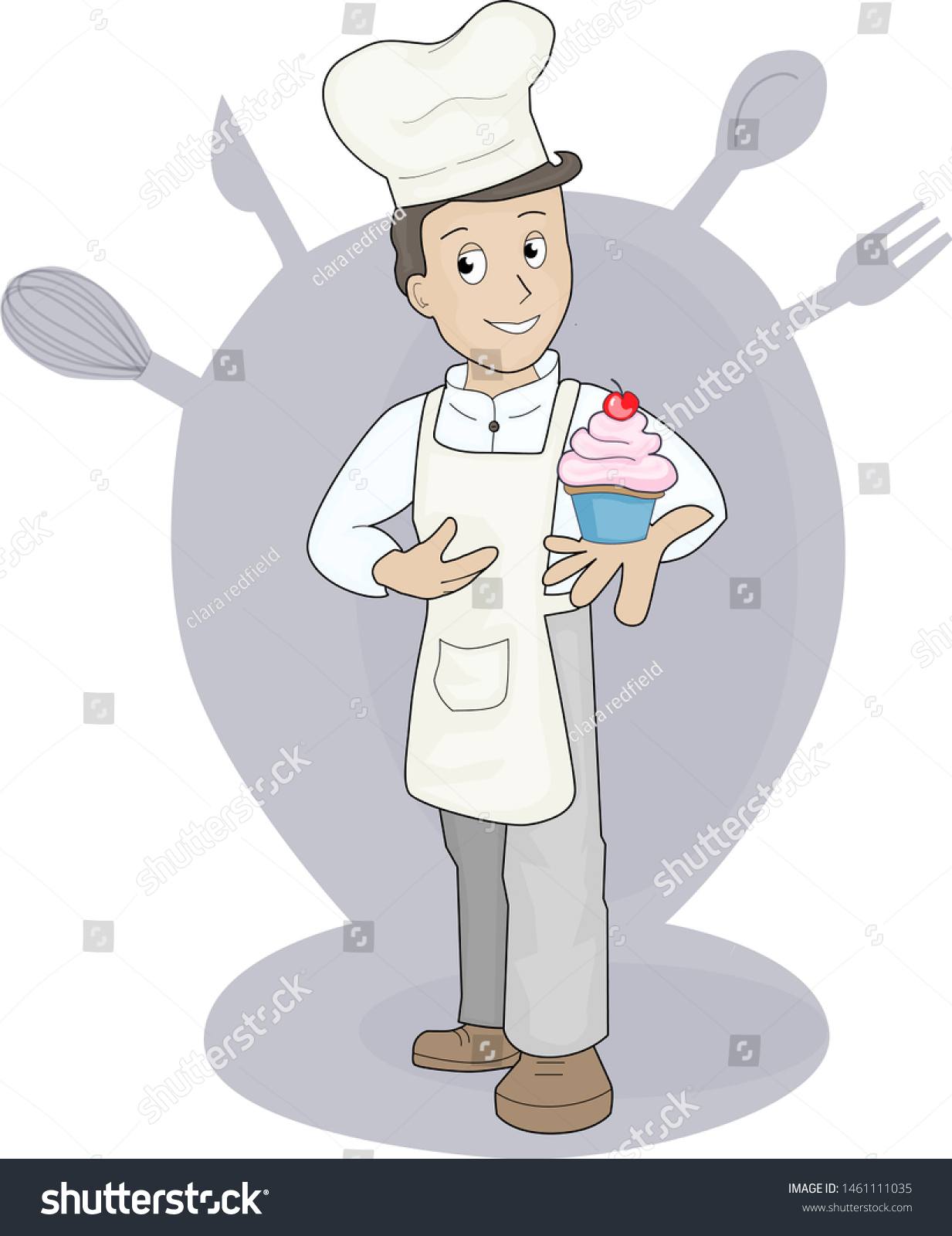 Professional Pastry Chef Drawing Vector: เวกเตอร์สต็อก (ปลอดค่า ...
