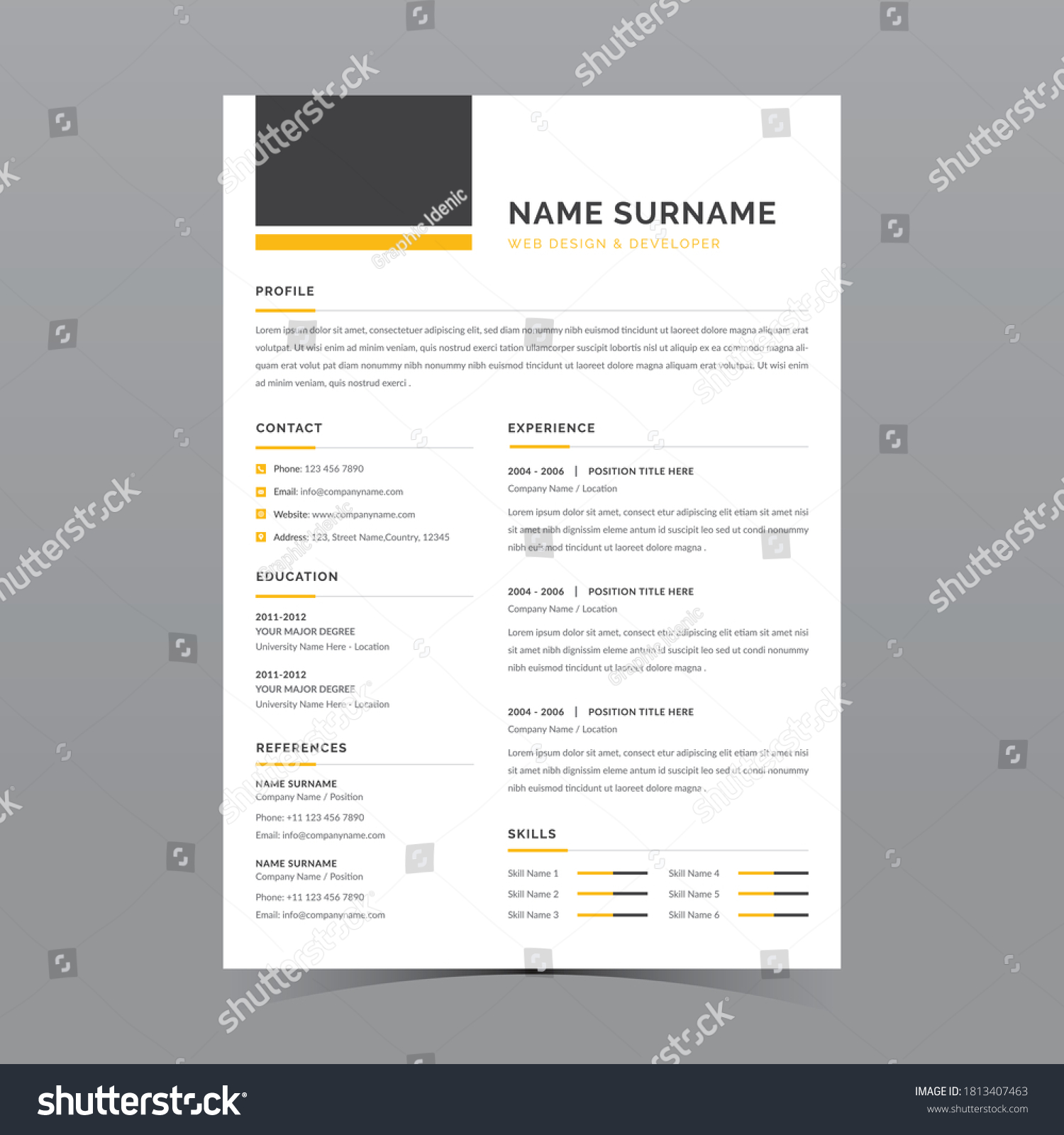 Professional Resume Template Vector Design Stock Vector (Royalty Free ...