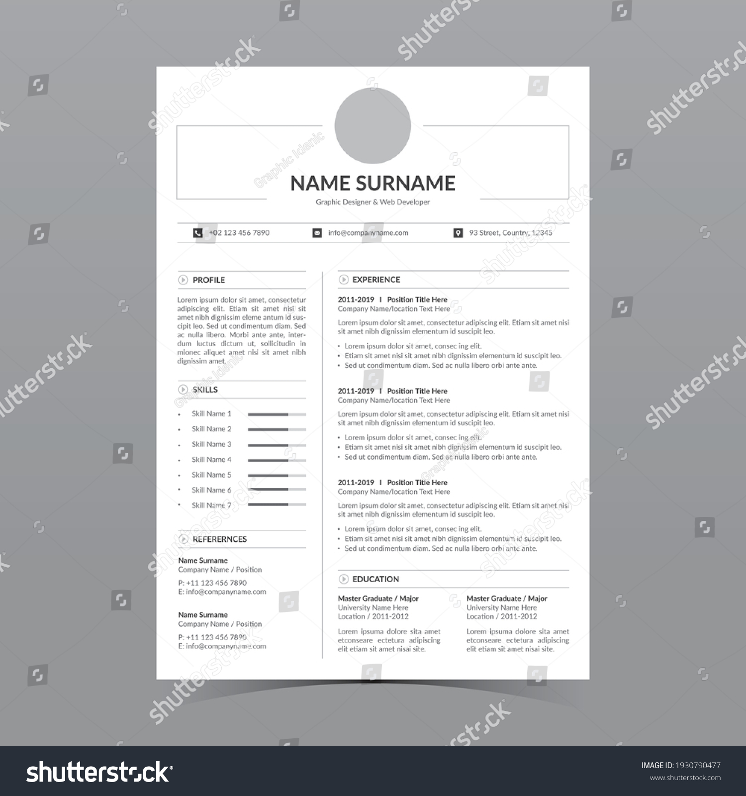 Professional Resume Template Vector Design Stock Vector (Royalty Free ...