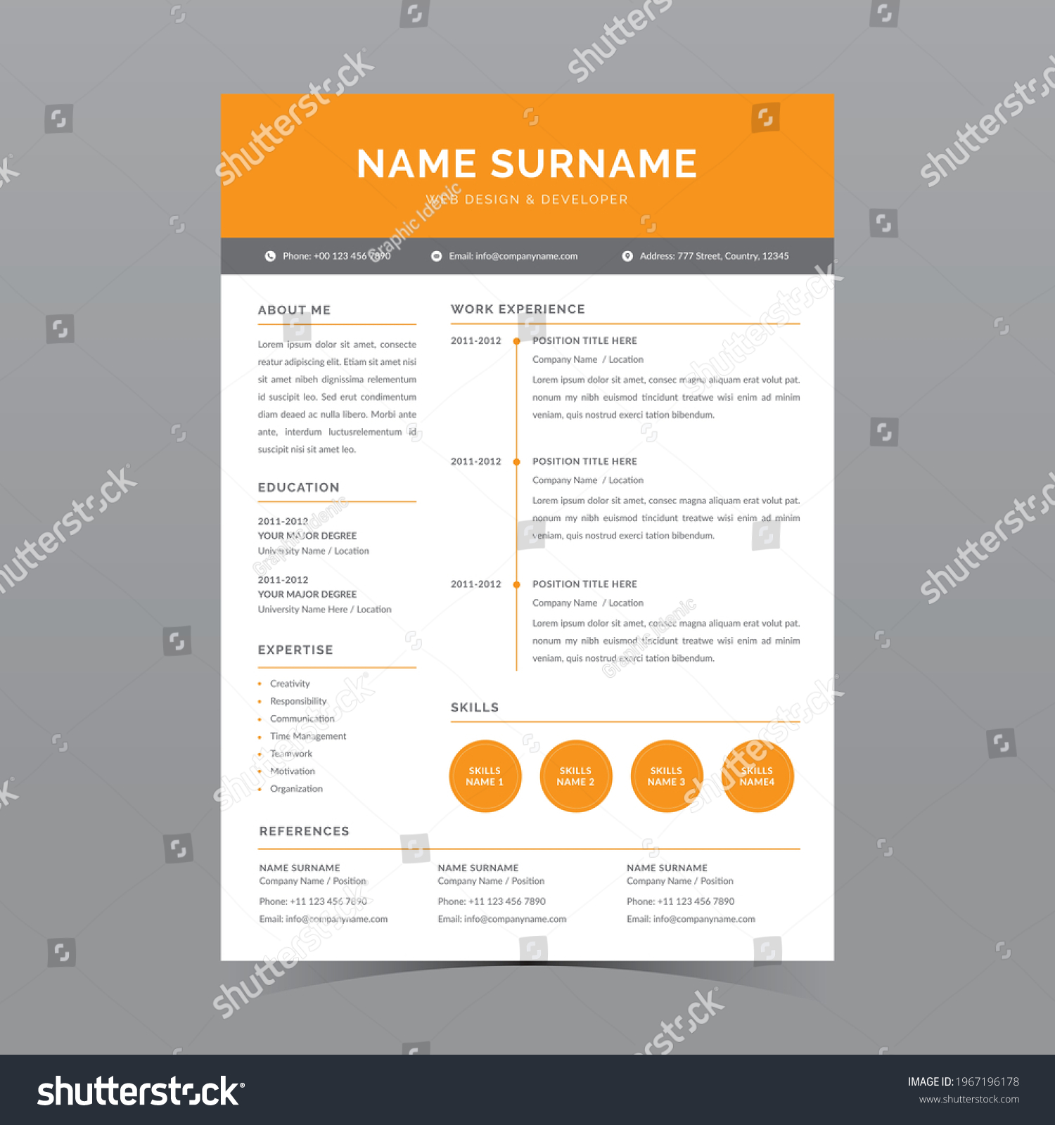 Professional Resume Template Vector Design Stock Vector (Royalty Free ...