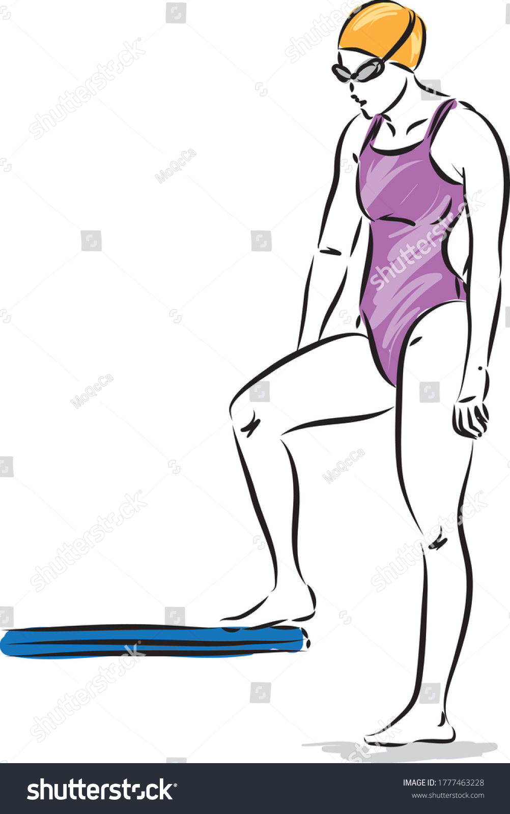 Professional Swimmer Preparing Vector Illustration Stock Vector ...