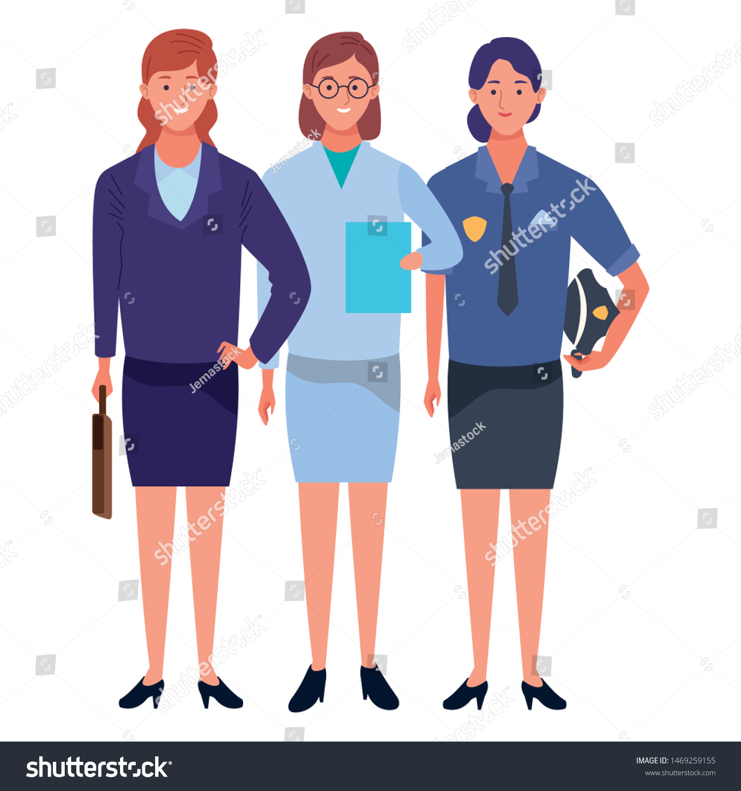 Professionals Workers Smiling Work Tools Cartoons Stock Vector (Royalty ...