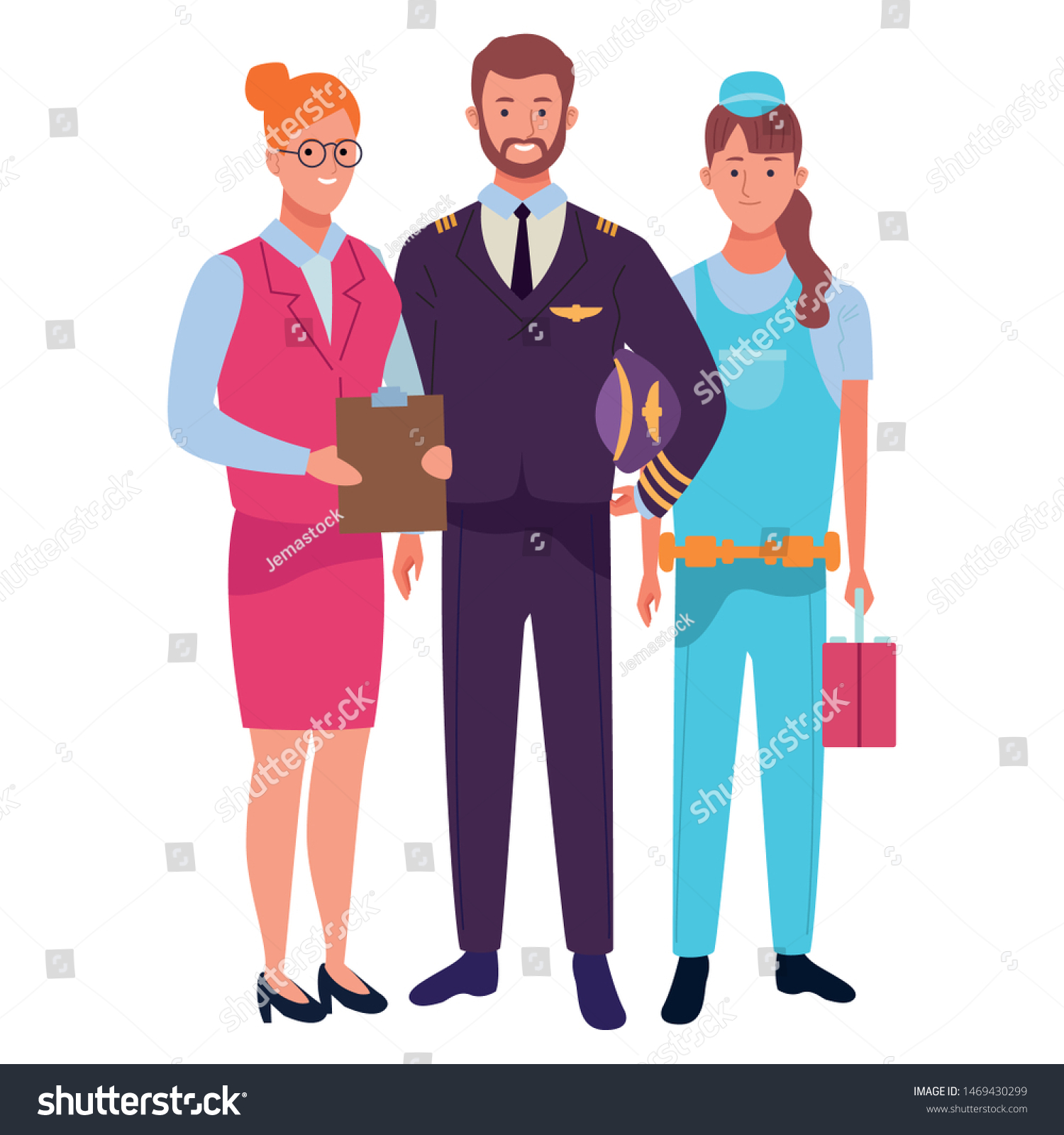 Professionals Workers Smiling Work Tools Cartoons Stock Vector (Royalty ...