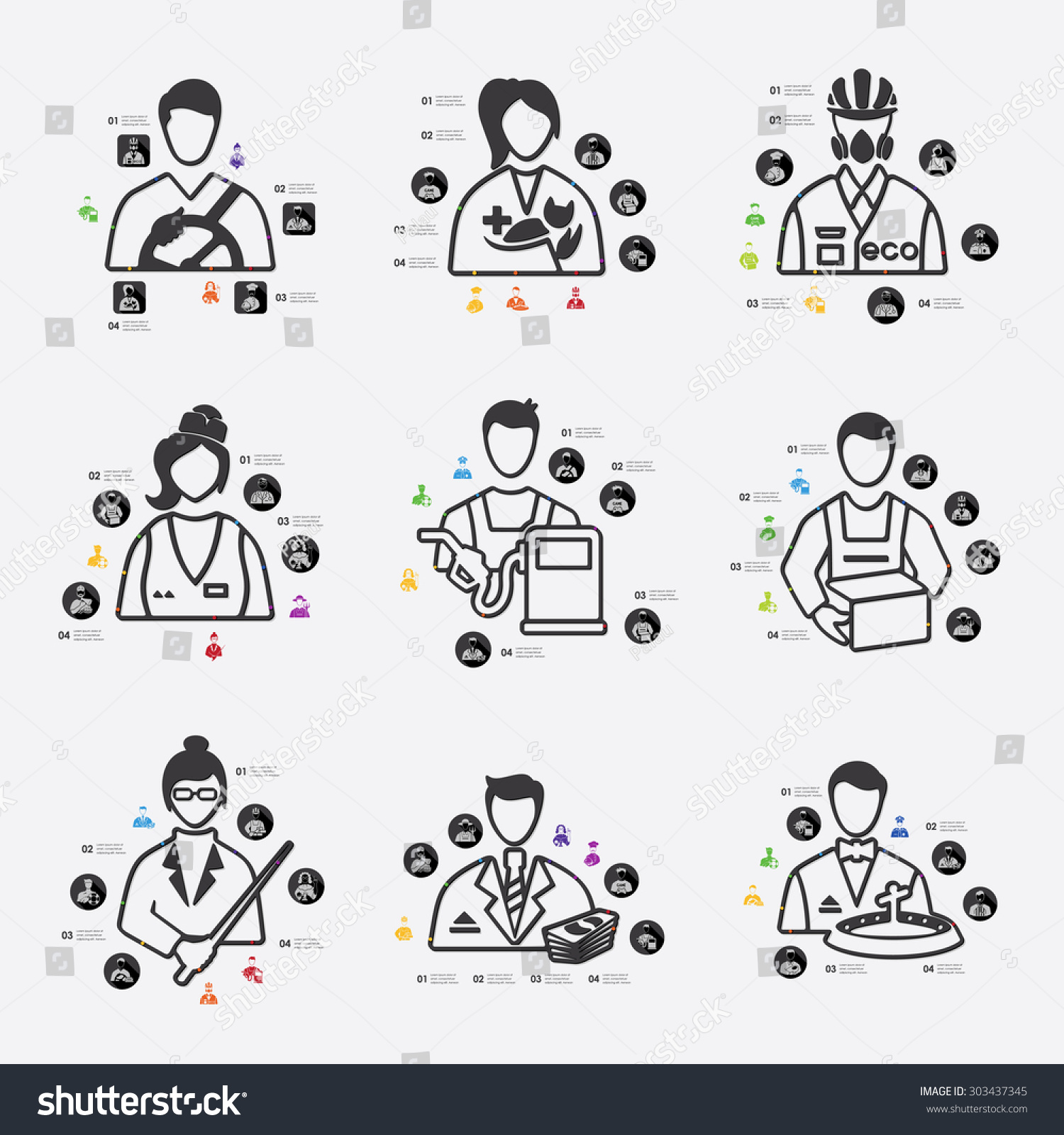 Professions Line Infographic Illustration Fully Editable Stock Vector ...
