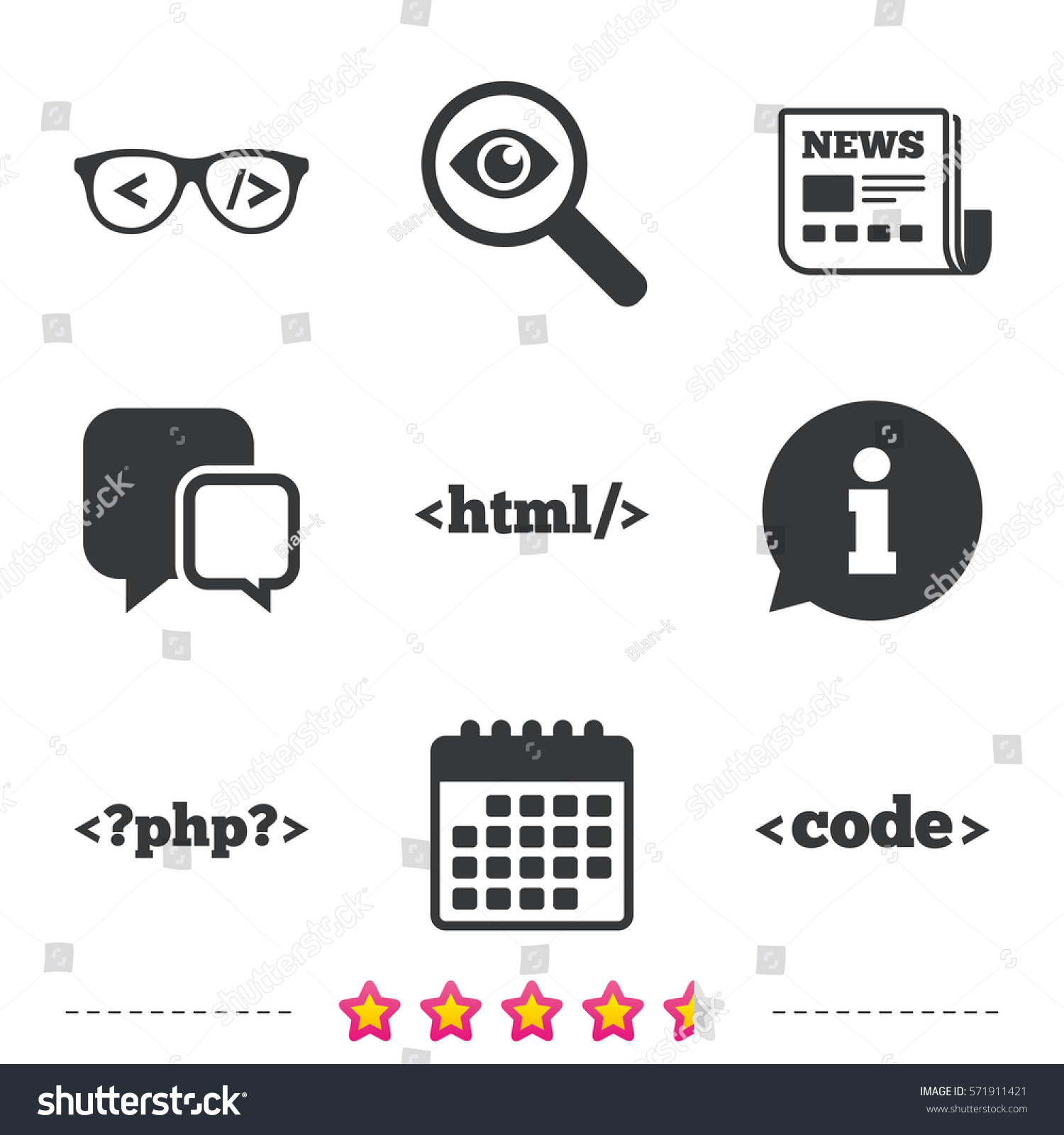 Programmer Coder Glasses Icon Html Markup Stock Vector Royalty Free 571911421 Shutterstock