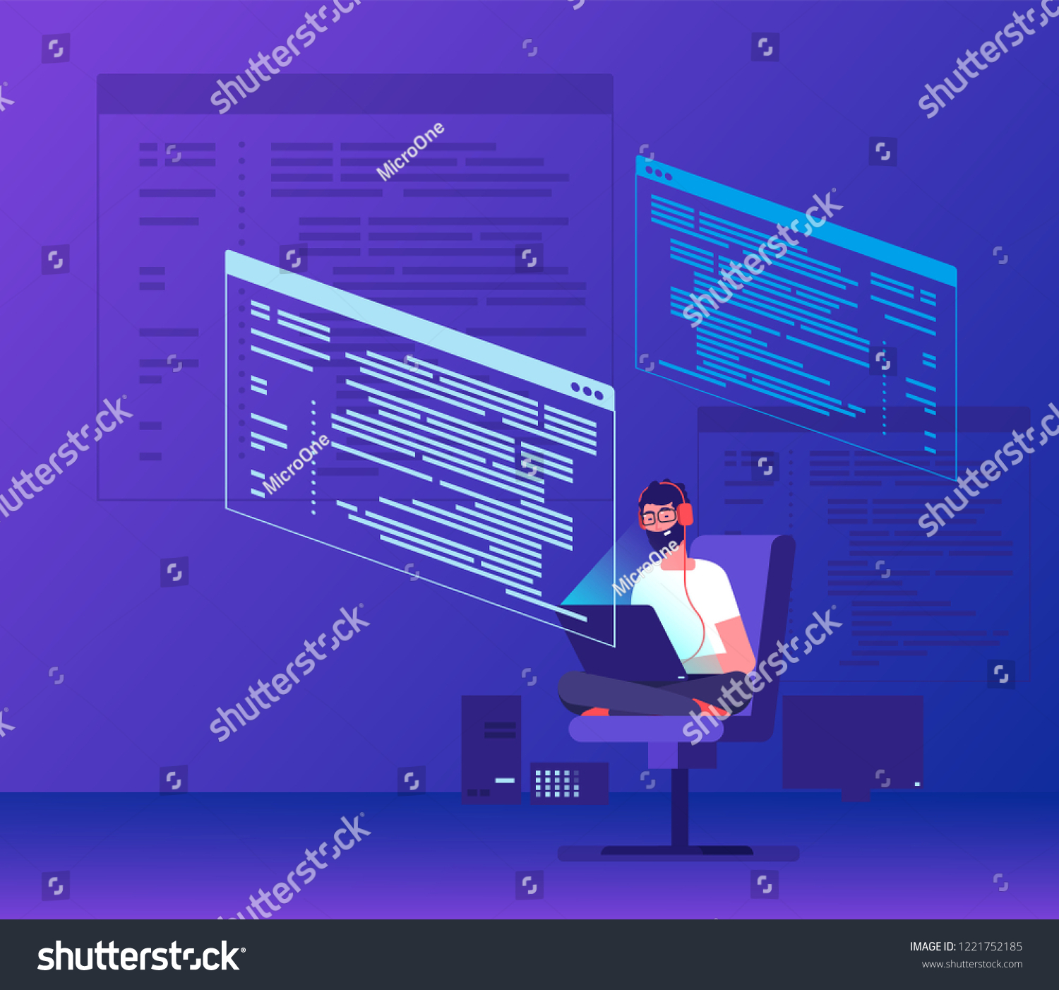Programmer Coding Young Man Freelancer Working Stock Vector (Royalty ... Programmer Coding Young Man Freelancer Working Stock Vector (Royalty ...
