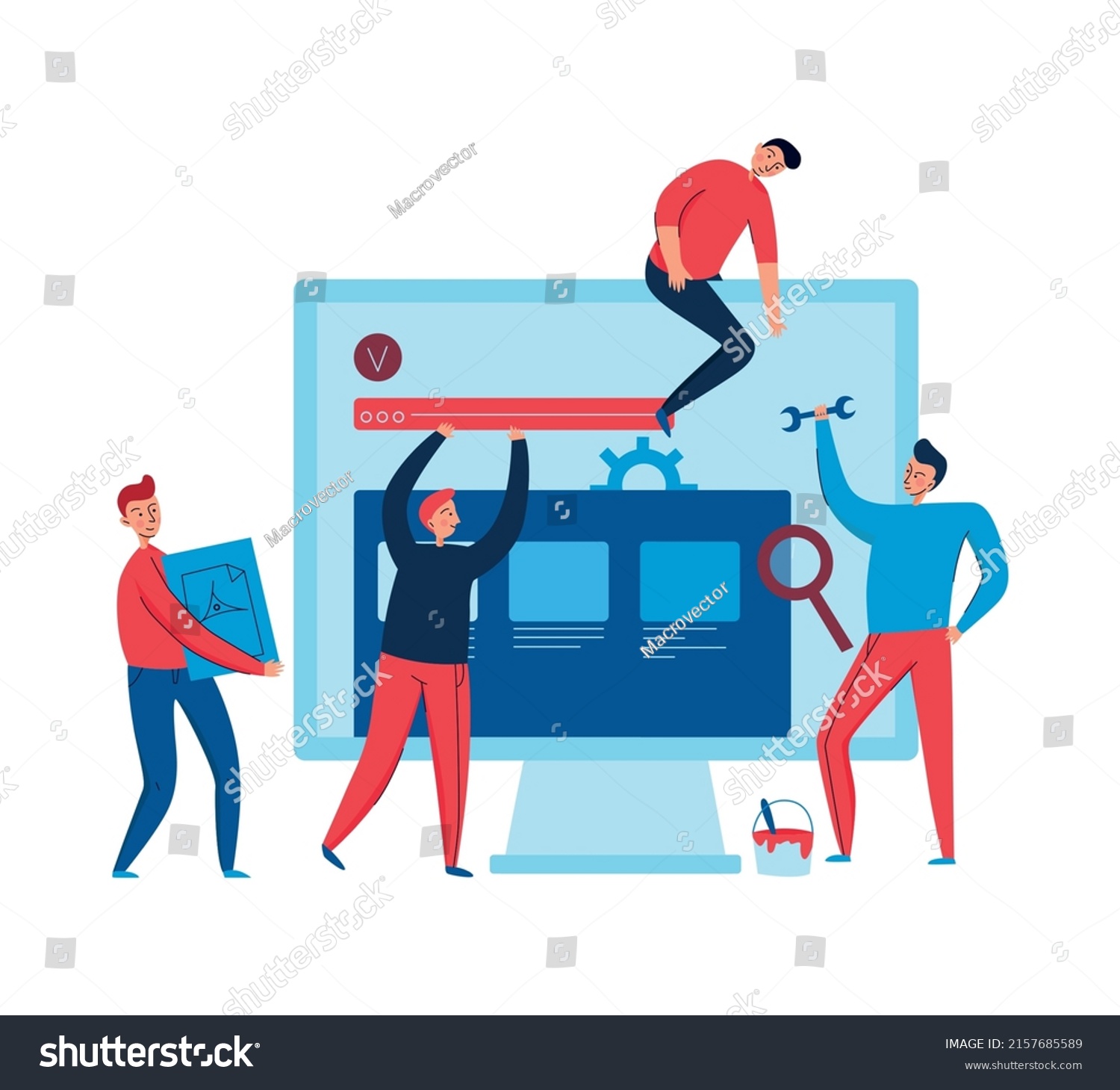 Programmer Professional Composition Doodle Style Human Stock Vector Royalty Free 2157685589