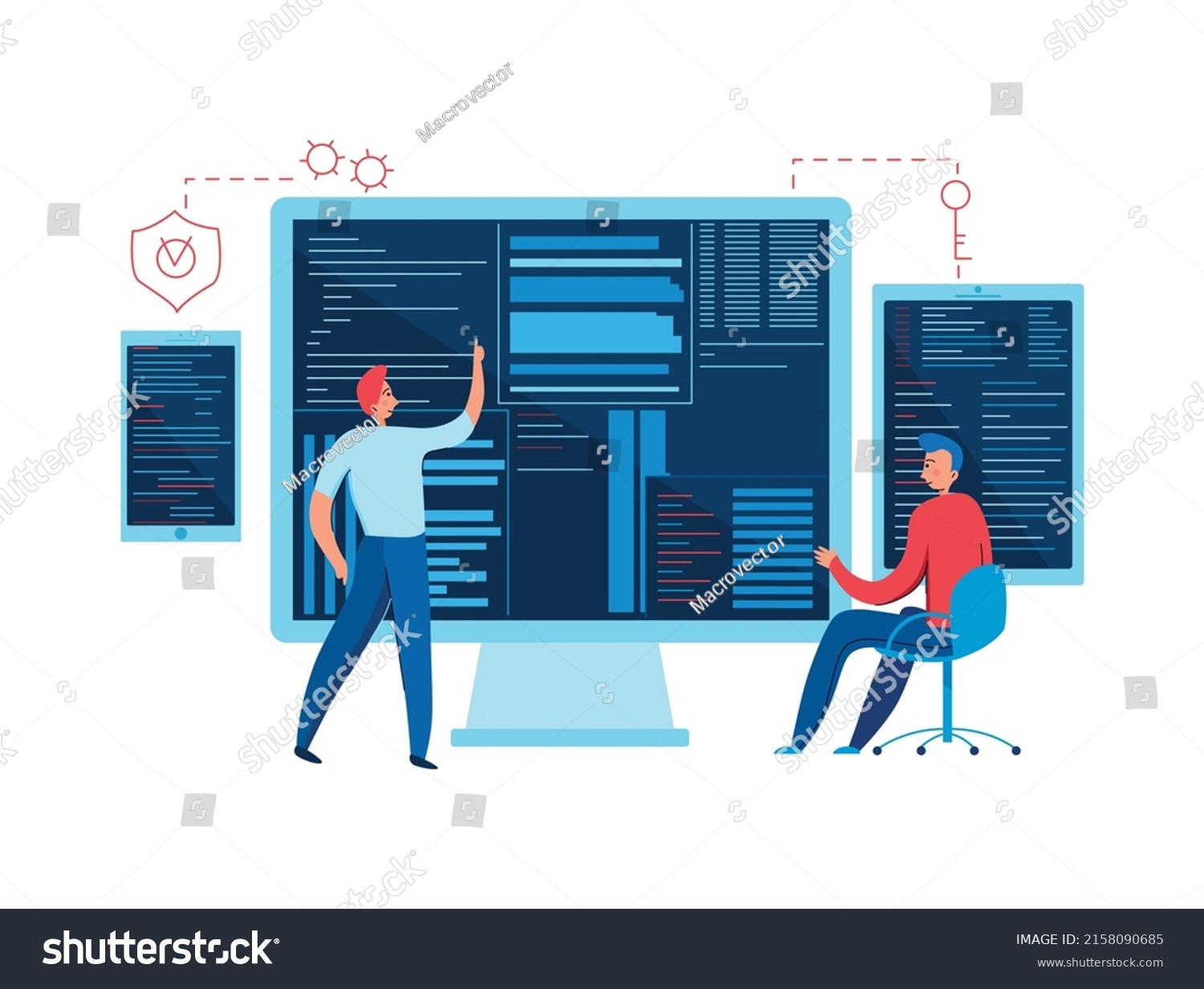 Programmer Professional Composition Doodle Style Human Stock Vector Royalty Free 2158090685