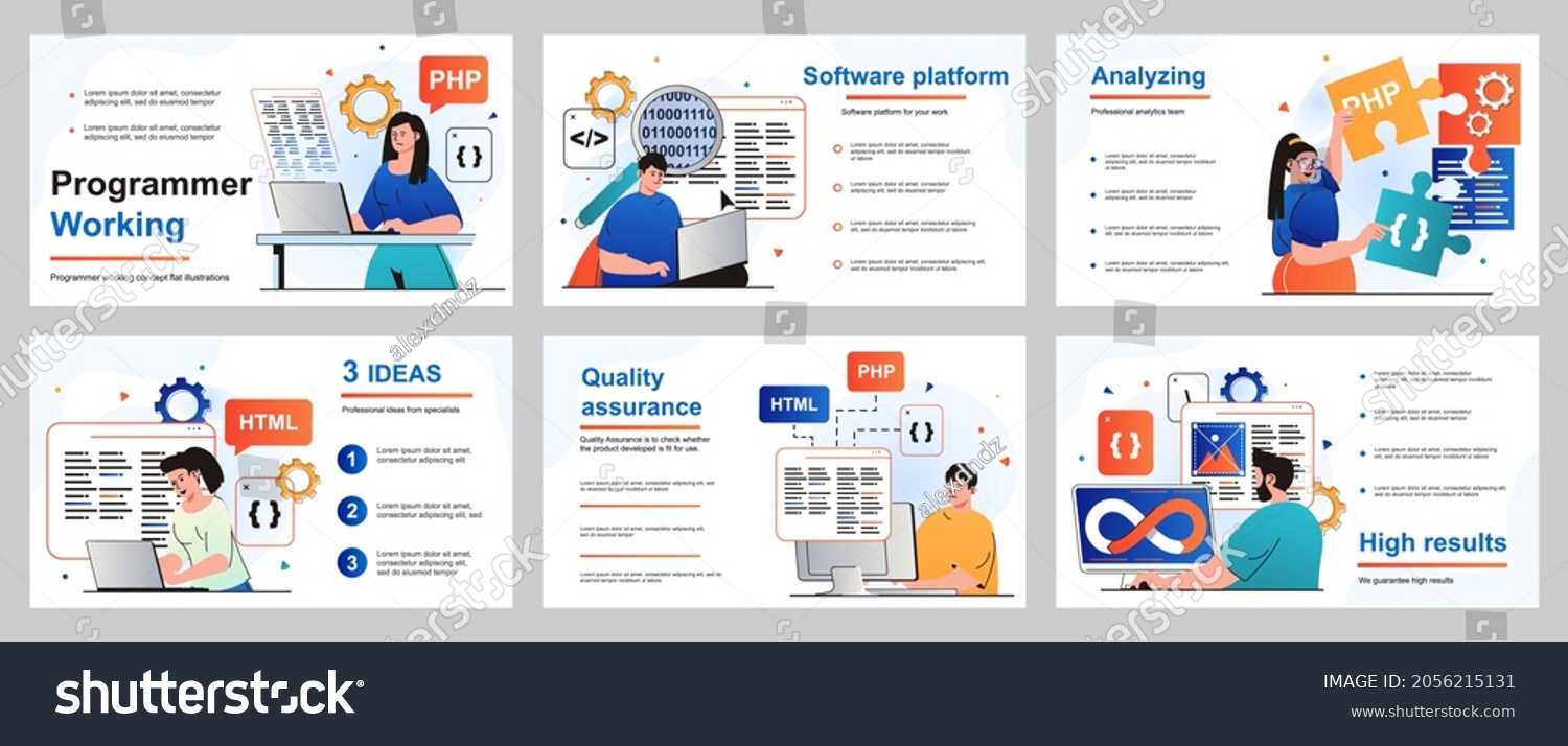 Programmer Working Concept Presentation Slide Template Stock Vector ... Programmer Working Concept Presentation Slide Template Stock Vector ...