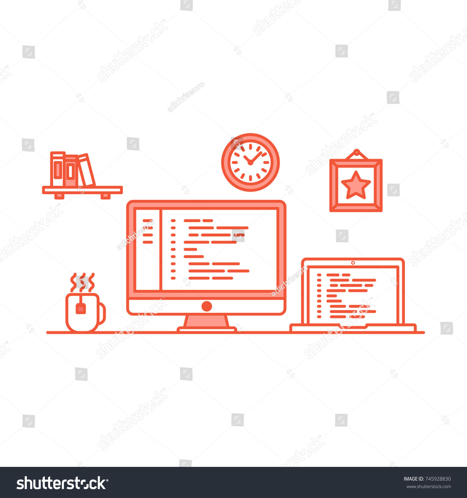 Programmer Workspace Illustration Stock Vector (Royalty Free) 745928830 Programmer Workspace Illustration Stock Vector (Royalty Free) 745928830