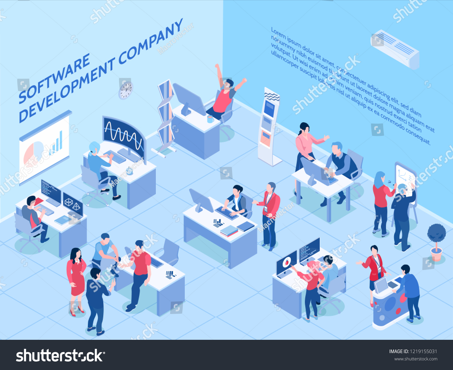 Programmers Software Development Company During Work Stock Vector ...