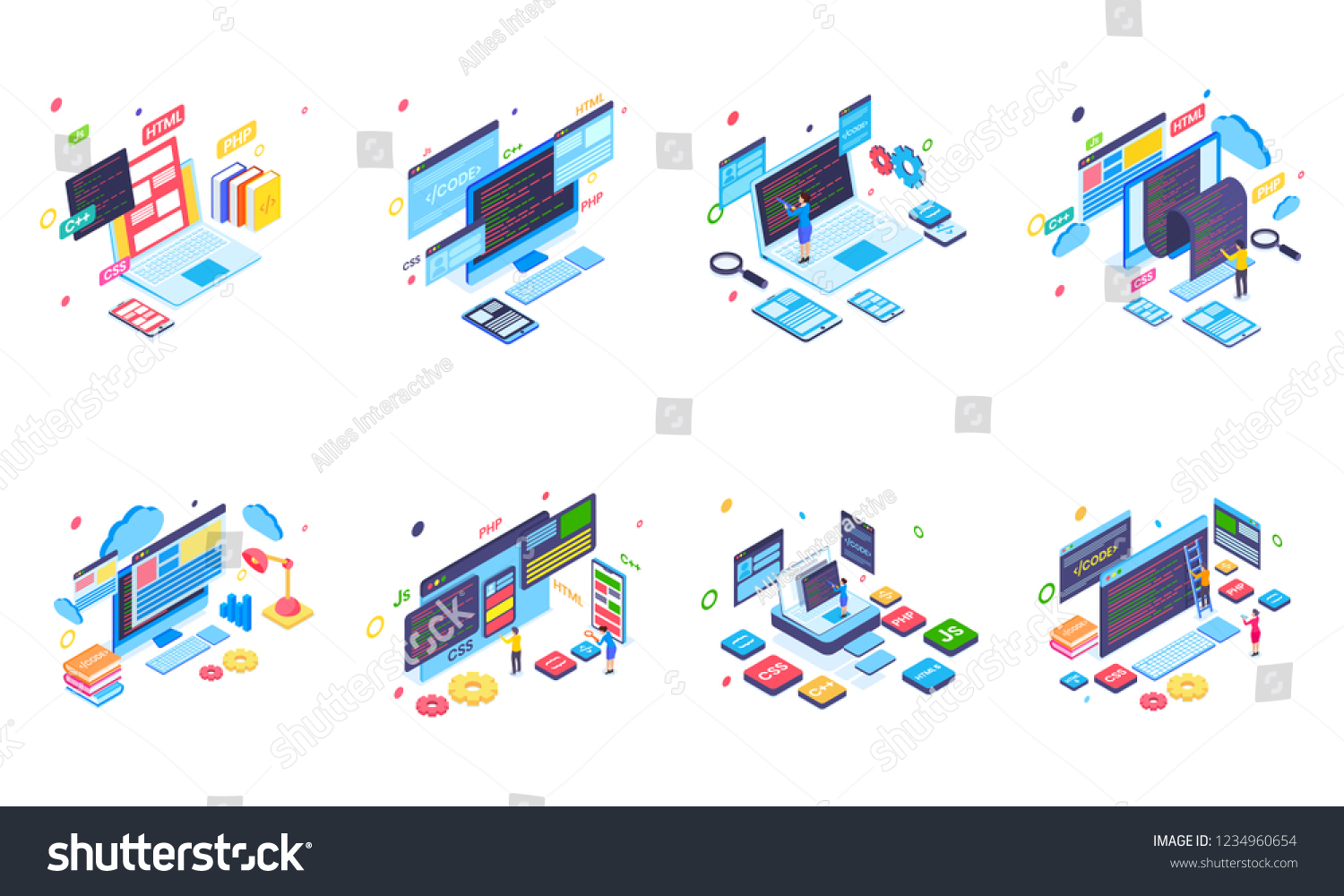 Programming Coding Technology Equipments Set On Stock Vector (Royalty ...
