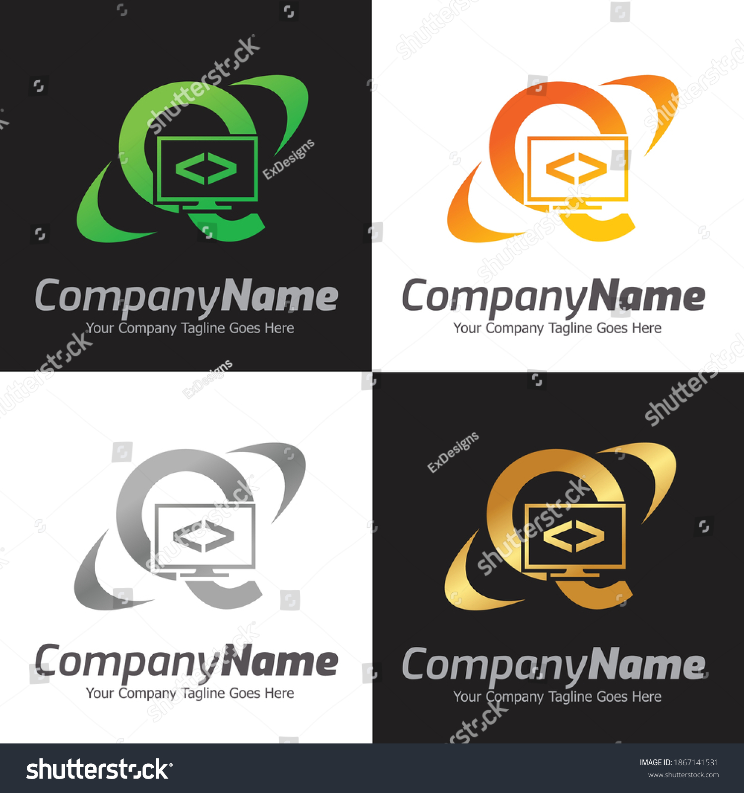 Programming Code Computer Monitor Logo Template เวกเตอร์สต็อก ปลอดค่าลิขสิทธิ์ 1867141531