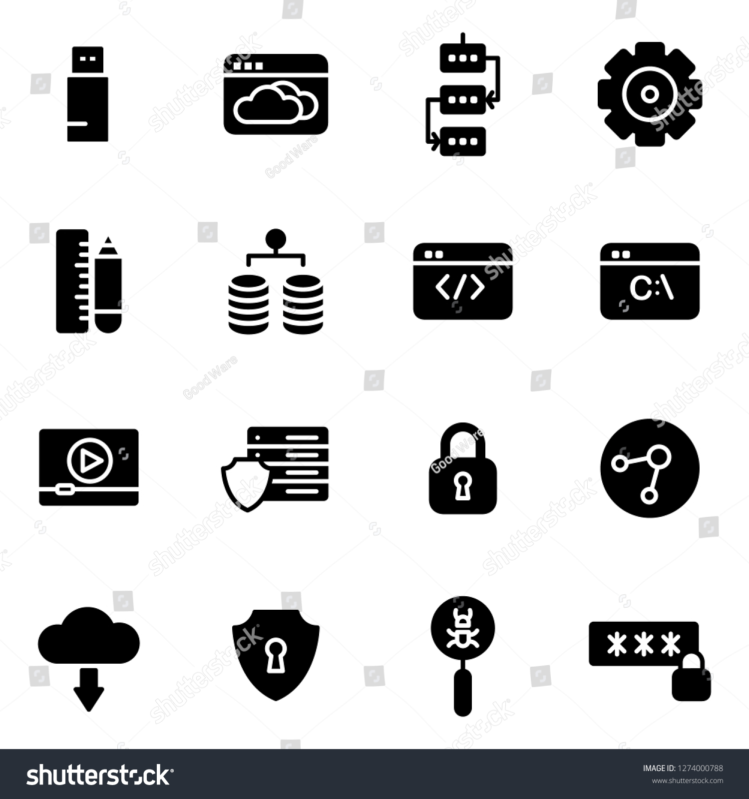 Programming Icons Pack Isolated Tree Symbols Stock Vector (royalty Free