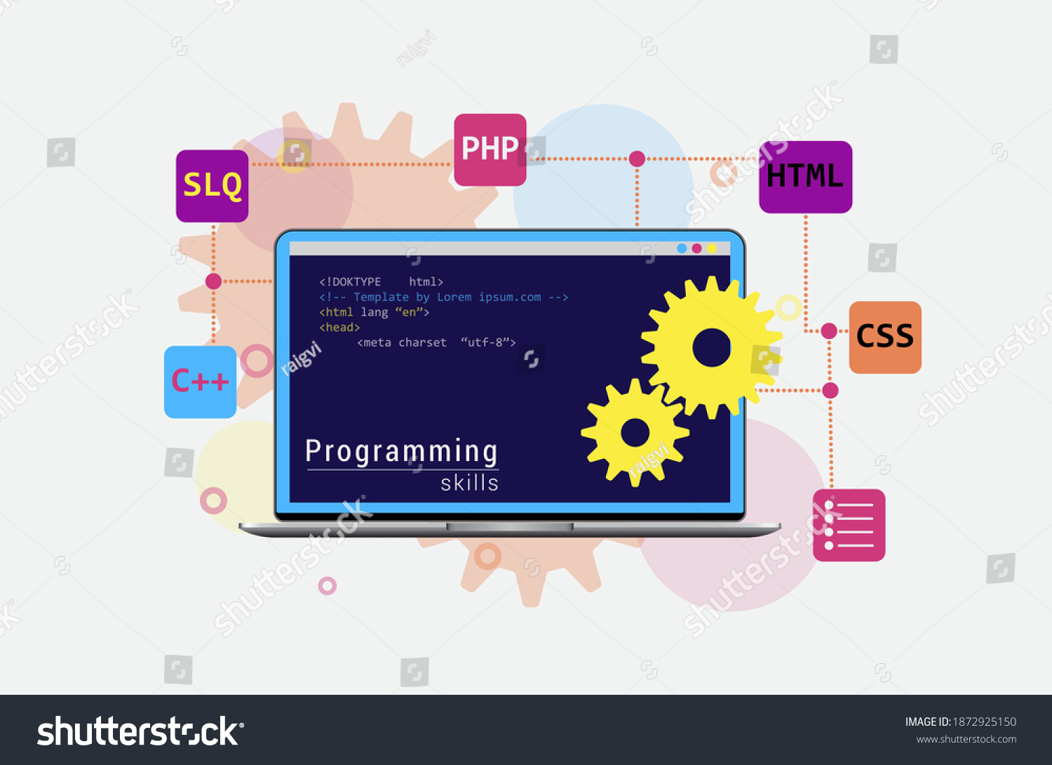 Programming Skills Flat Landing Page Template Stock Vector Royalty Free 1872925150 Shutterstock