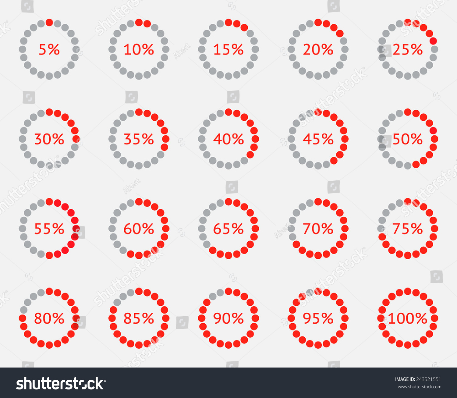 Progress Indicator Percentage Set Circle Stock Vector (Royalty Free ...