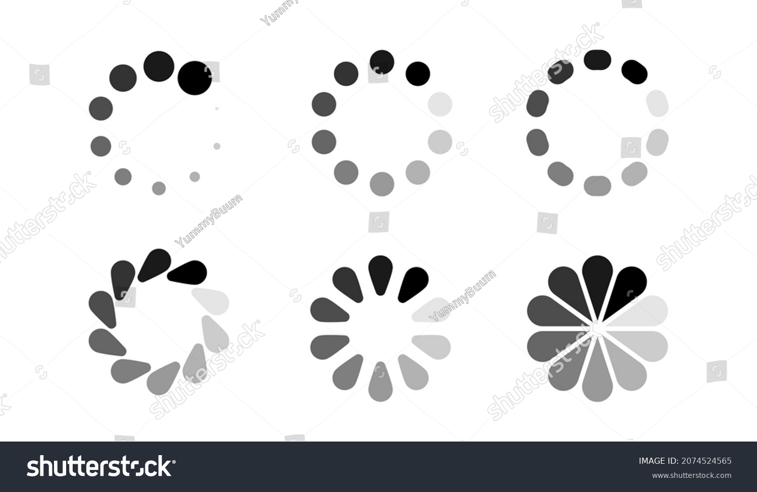 Progress Loader Icons Load Spinning Circle Stock Vector (Royalty Free ...