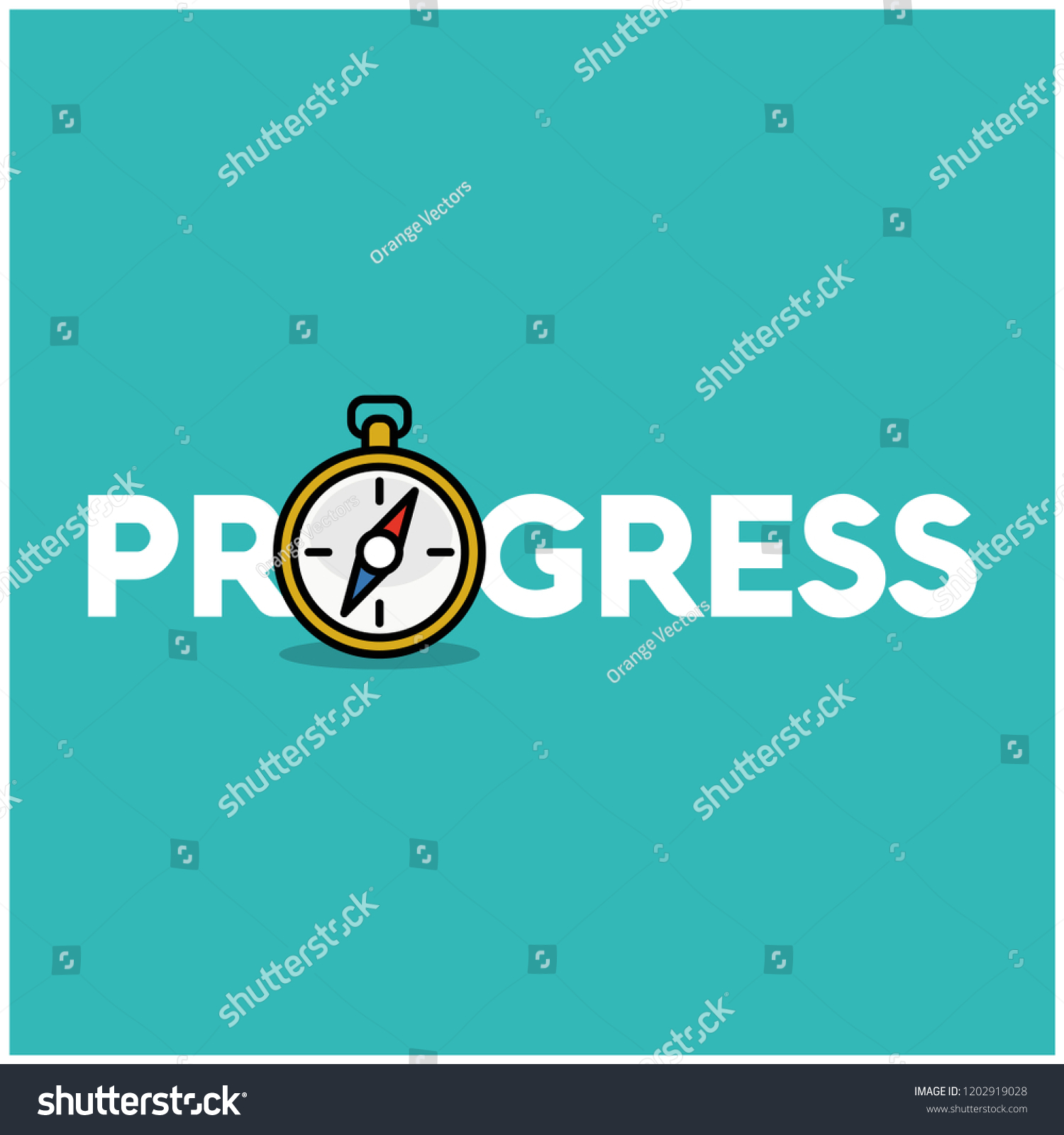Progress Typography Compass Vector Illustration Flat Stock Vector ...