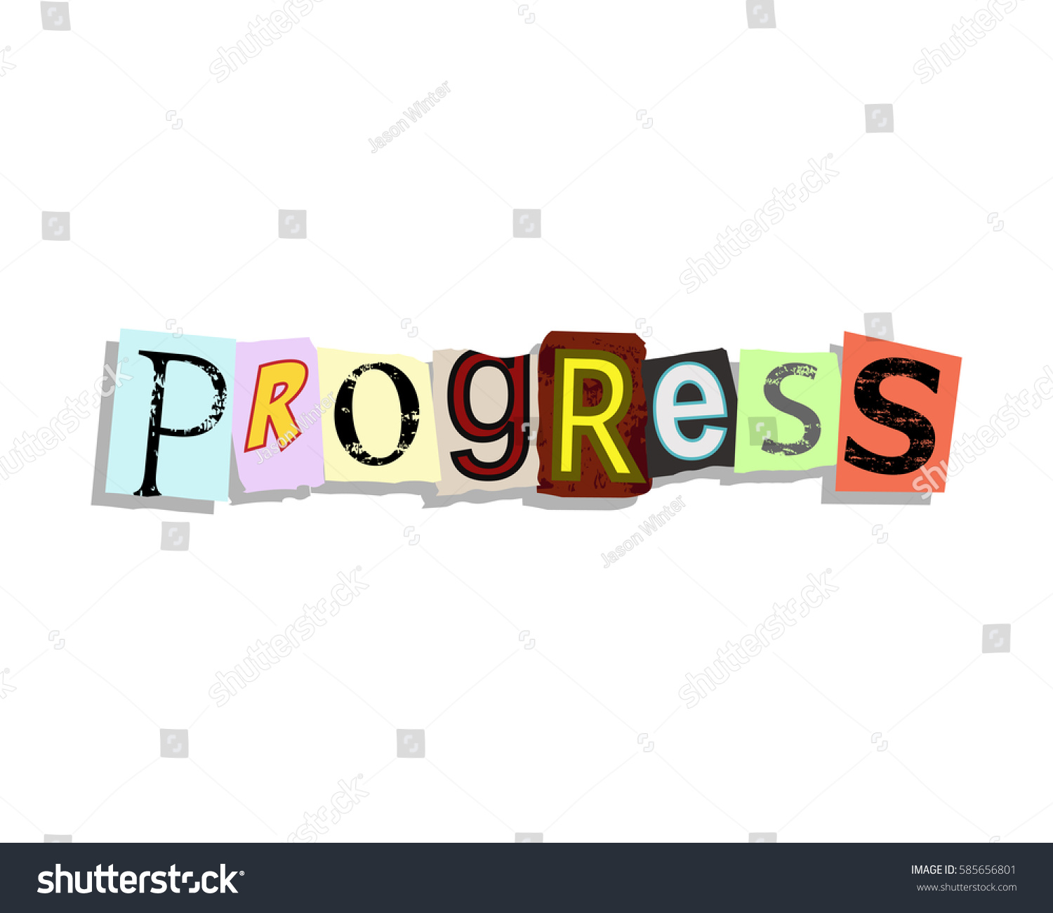 Progress Word Torn Paper Letters Text: vector de stock (libre de ...