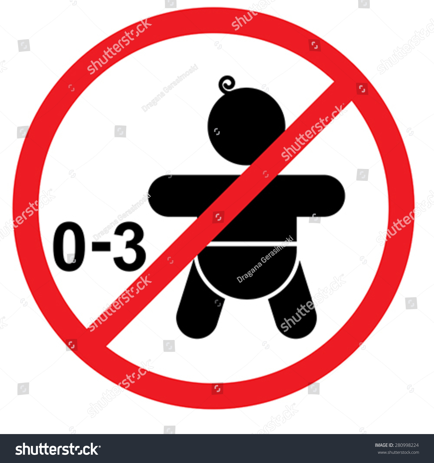 Prohibited Using Children Under Three Years Stock Vector (Royalty Free ...