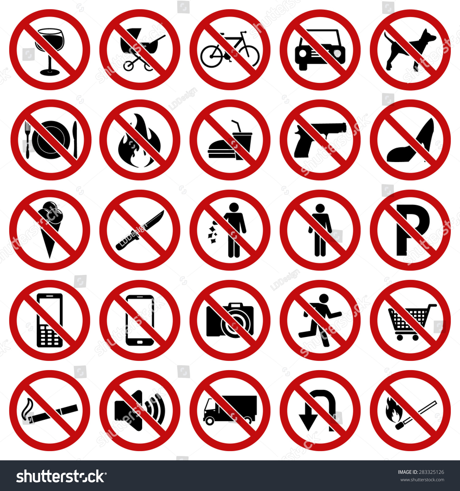 Prohibited Signs 库存矢量插图 283325126 : Shutterstock