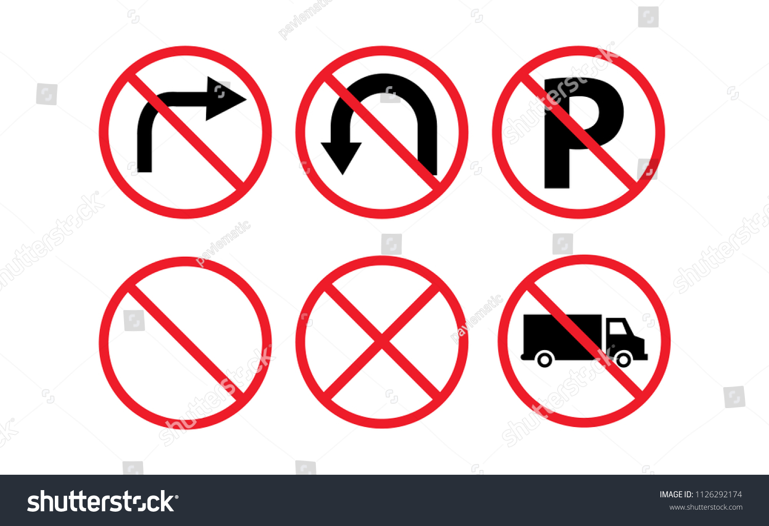 Prohibited Traffic Signs Stock Vector (Royalty Free) 1126292174