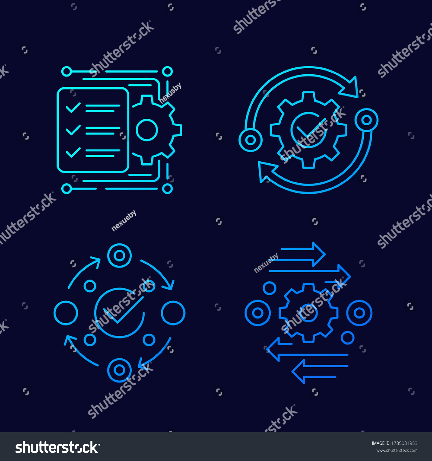 Project Management Efficiency Line Icons Vector Stock Vector (Royalty ...