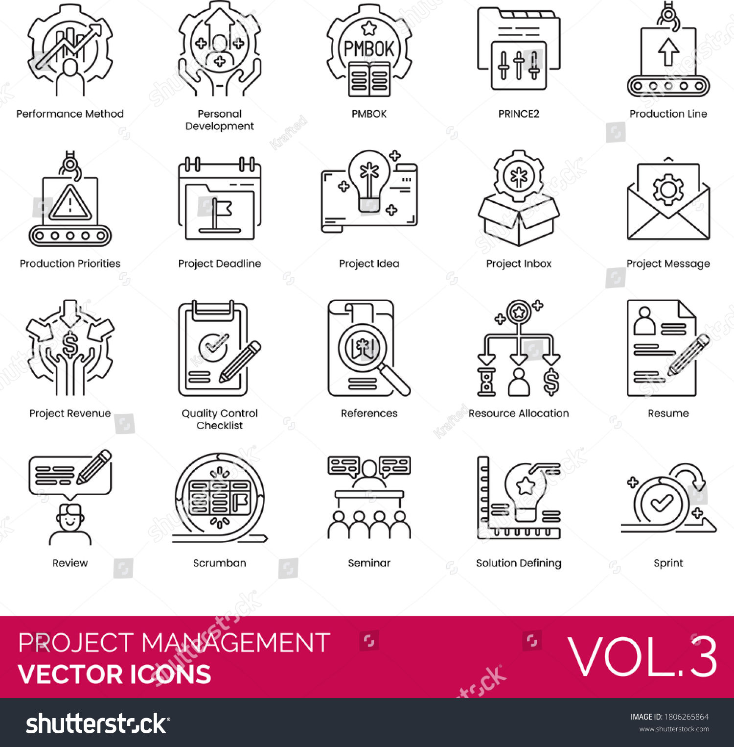 Project Management Icons Including Performance Method: เวกเตอร์สต็อก ...