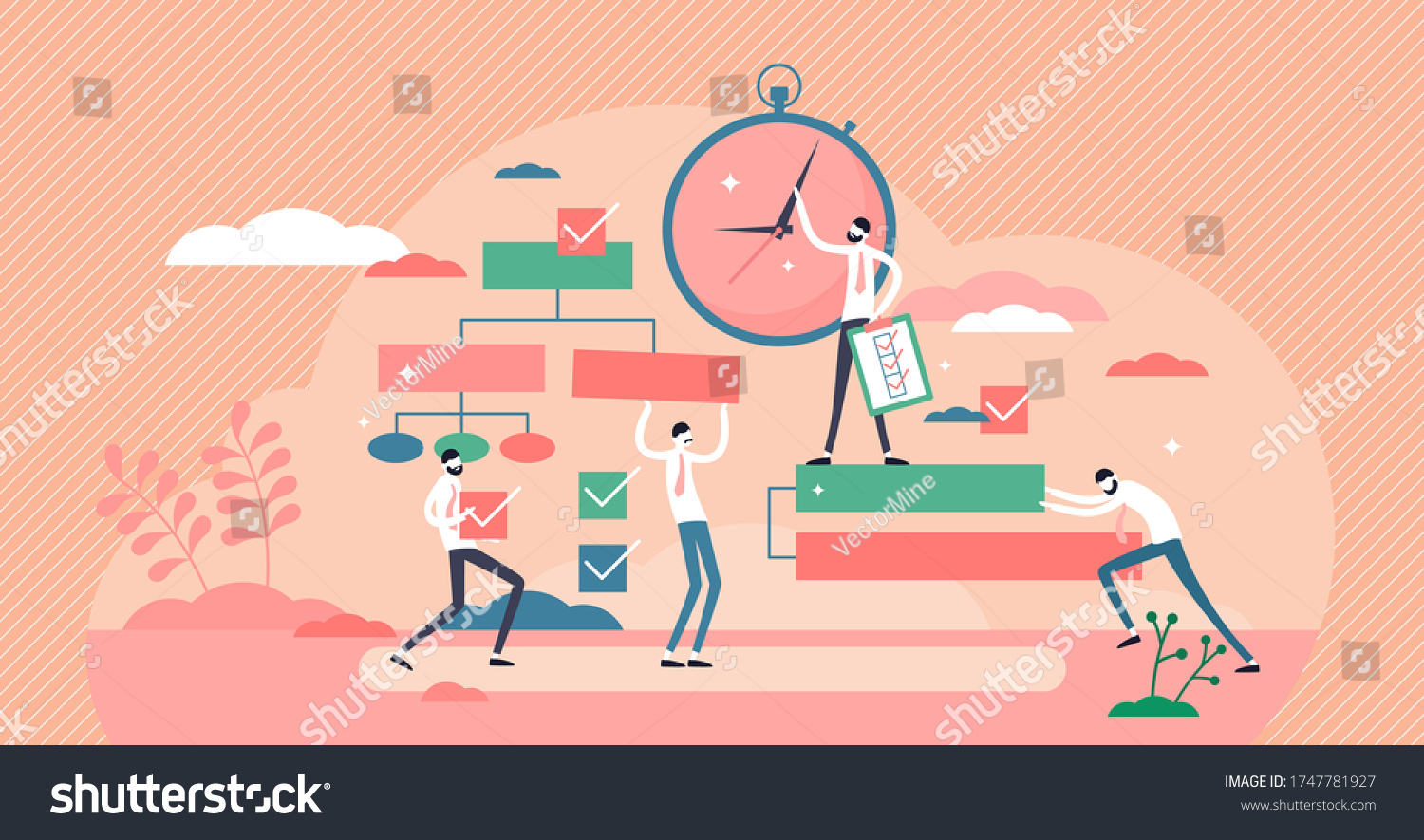 Project Management Process Vector Illustration Flat 库存矢量图（免版税 ...
