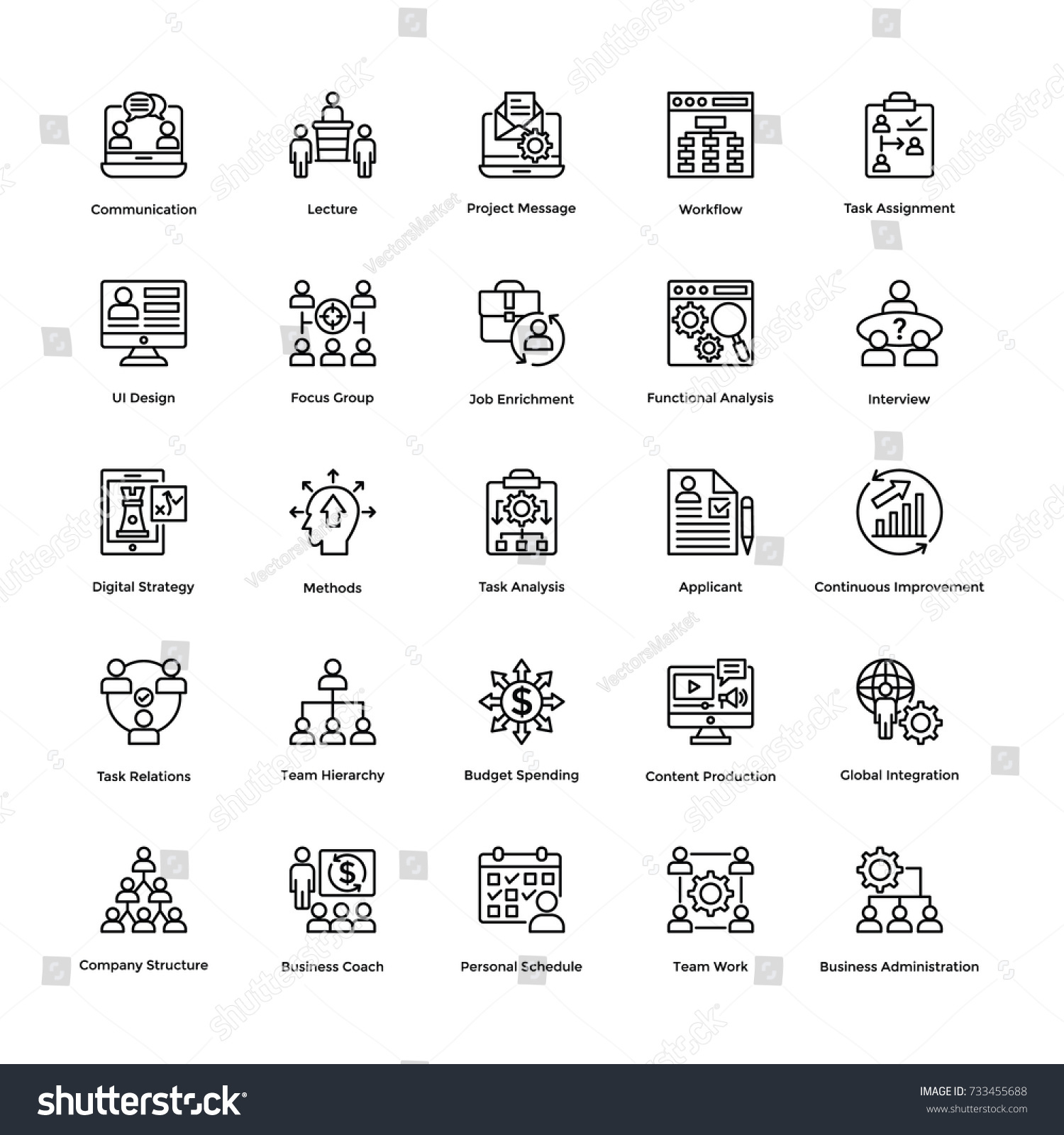 Project Management Vector Icons Set 1 库存矢量图（免版税）733455688 | Shutterstock