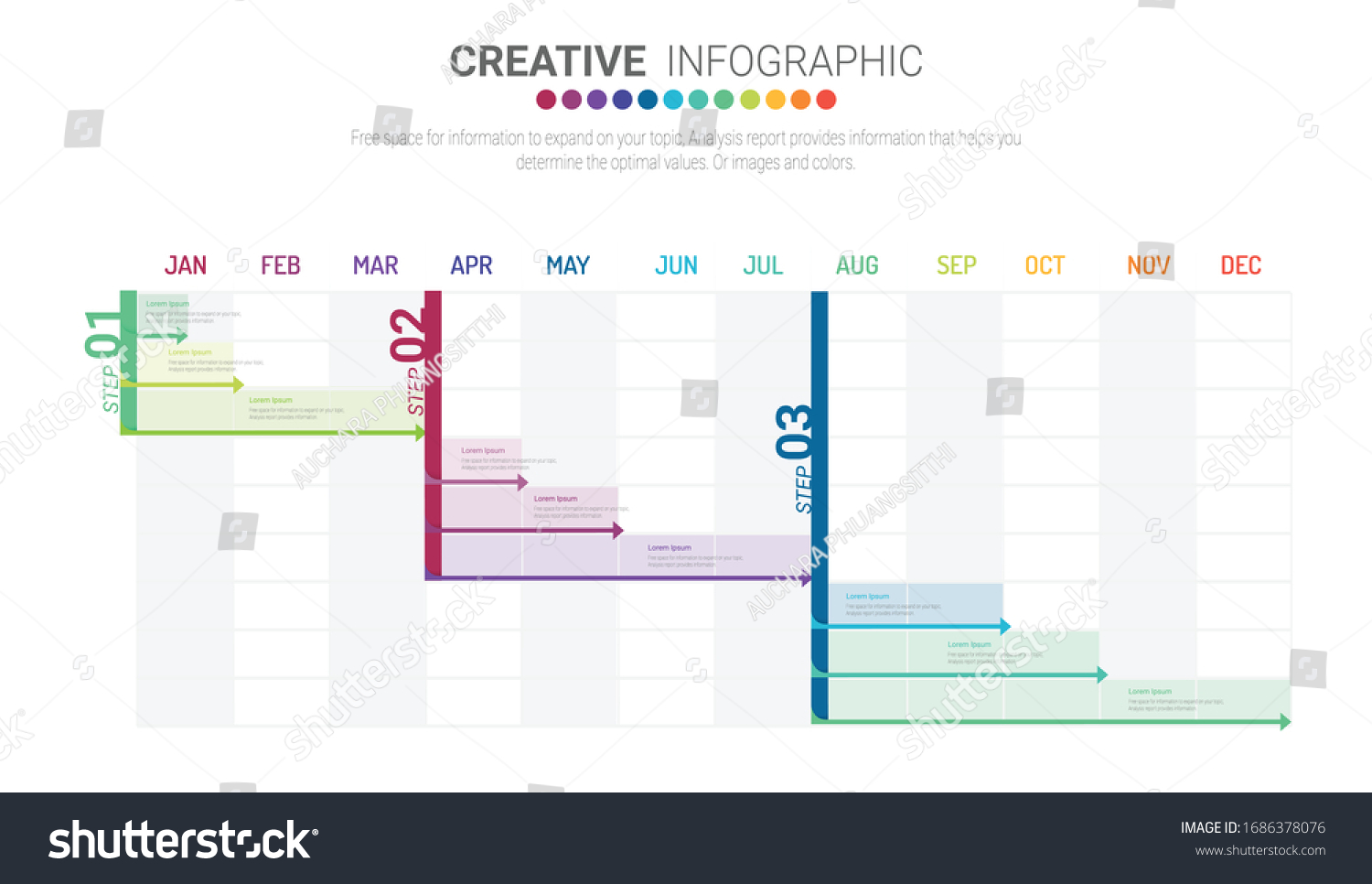 Gráfico de planificación del proyecto con: vector de stock (libre de ...