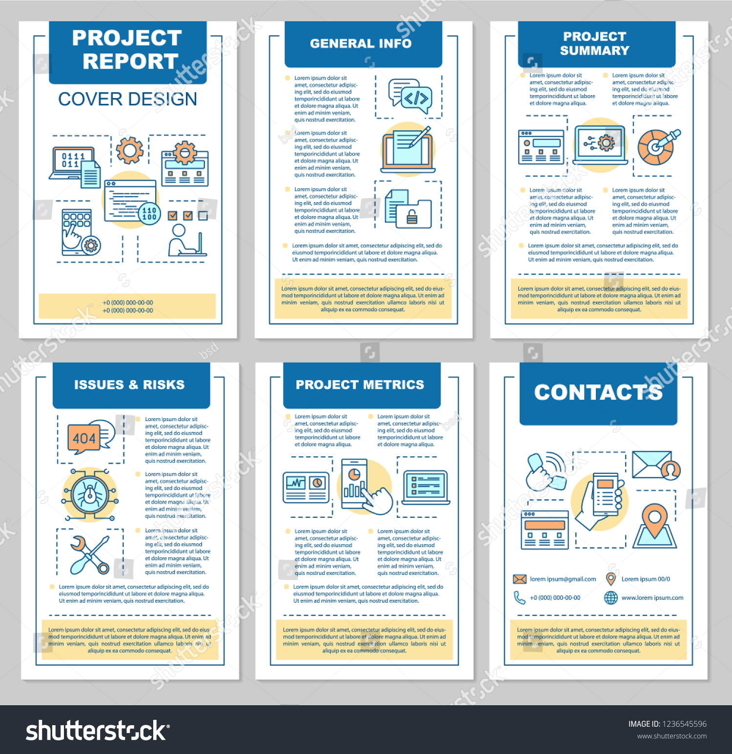 Vektor Stok Project Report Brochure Template Layout Programming (Tanpa ...