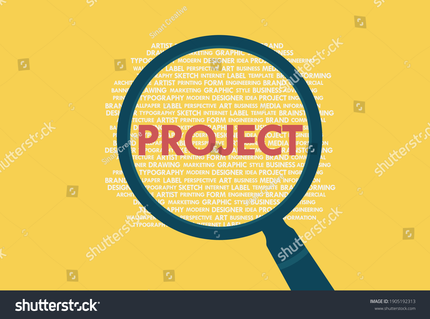 Project Word Cloud Magnifying Stock Vector (Royalty Free) 1905192313 ...