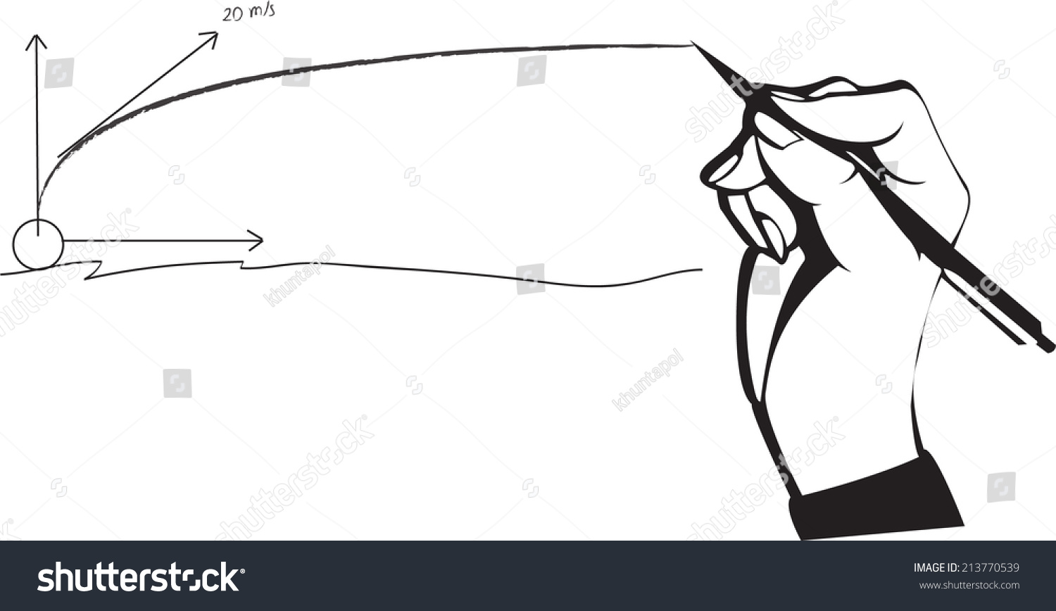 Projectile Motion Drawing Hand Stock Vector (Royalty Free) 213770539