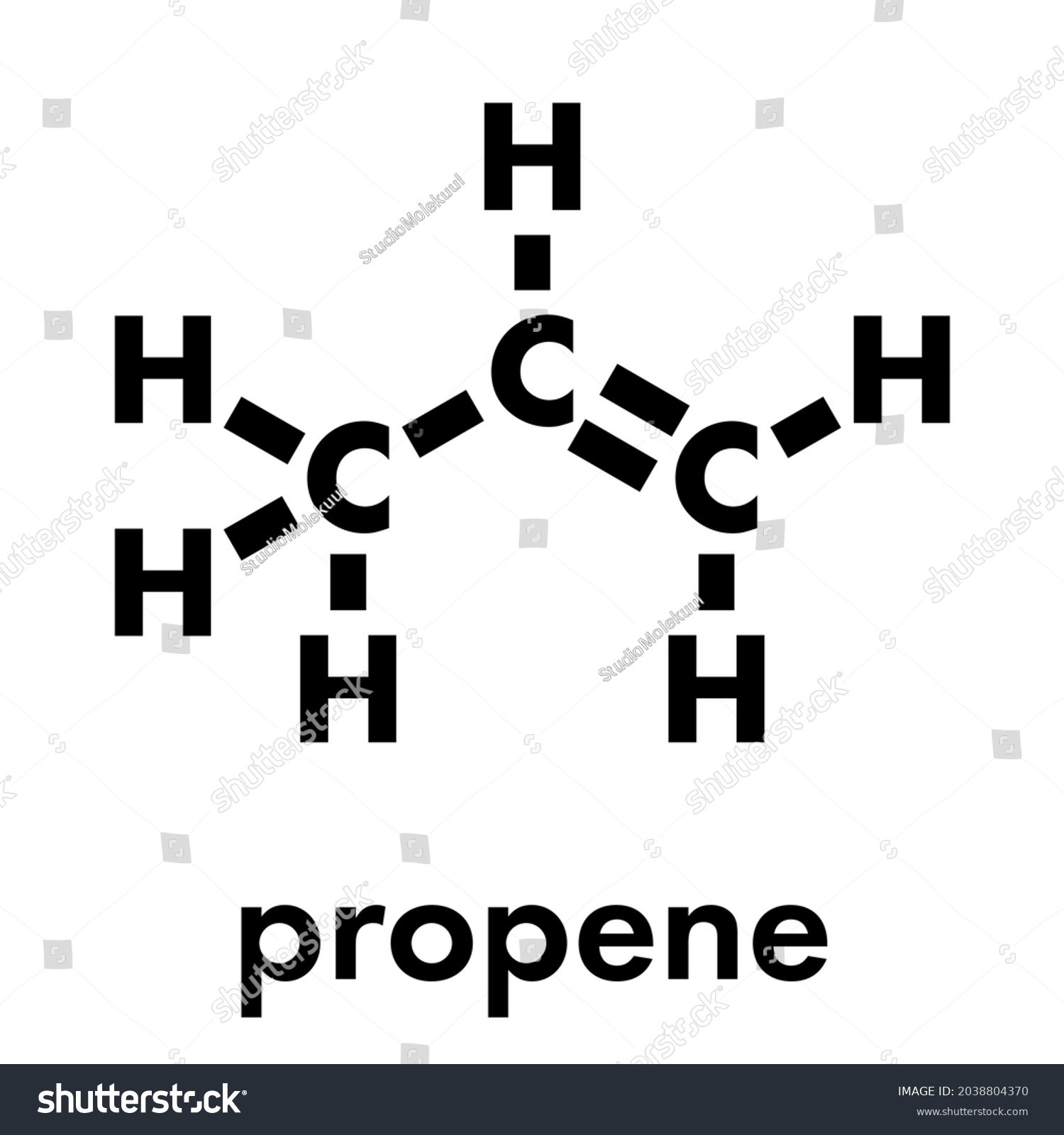 Molécula de propeno (propileno). Material de: vector de stock (libre de ...
