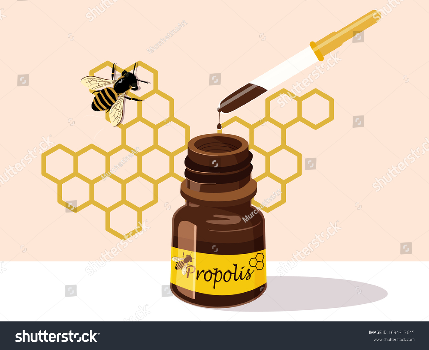 Propolis Bottle Dropper Flat Illustration Stock Vector (Royalty Free ...