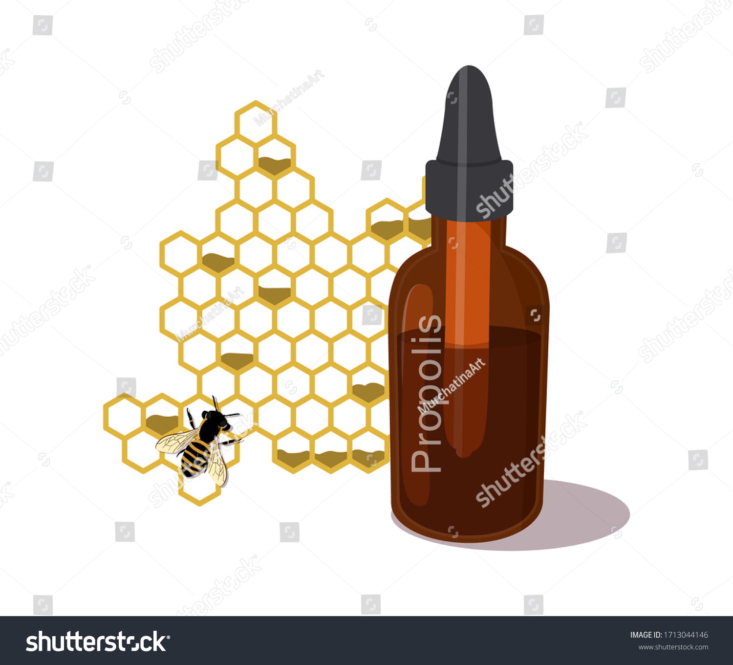 Propolis Bottle Dropper Flat Vector Illustration Stock Vector (Royalty ...