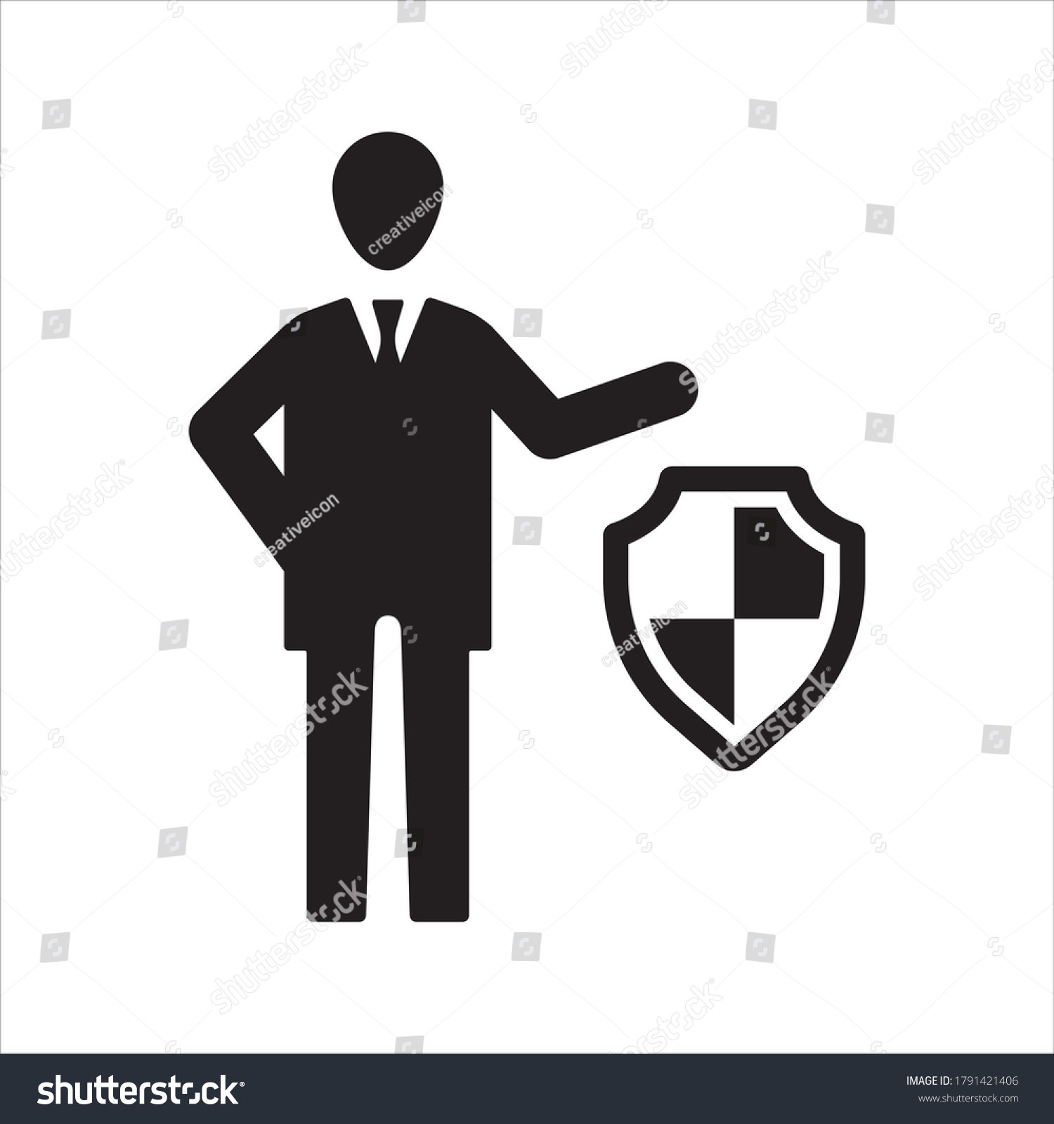 Protected User Icon Shield Icon Stock Vector (Royalty Free) 1791421406 ...