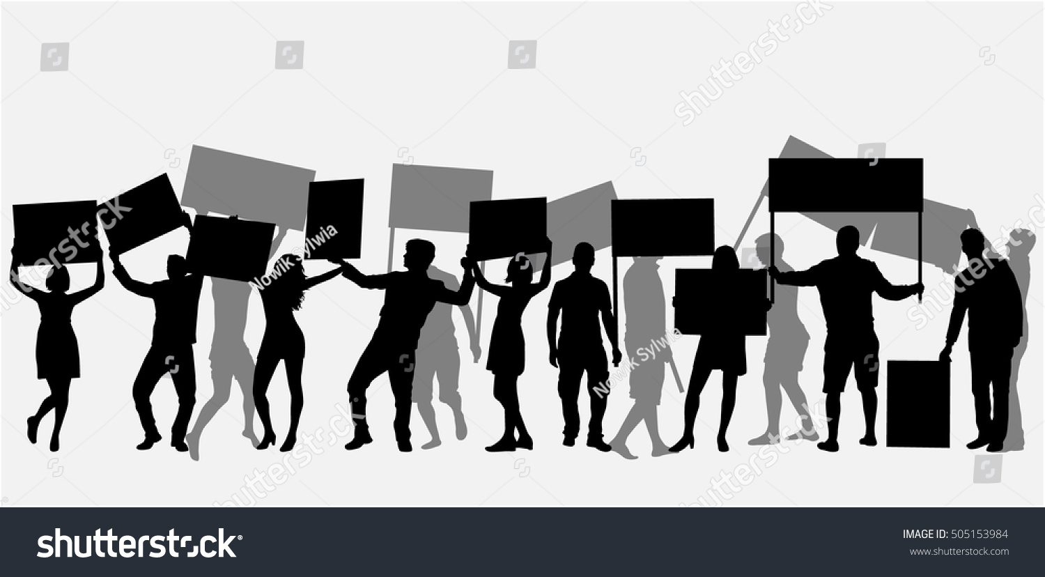 Protest People Crowd Silhouette Stock Vector (Royalty Free) 505153984