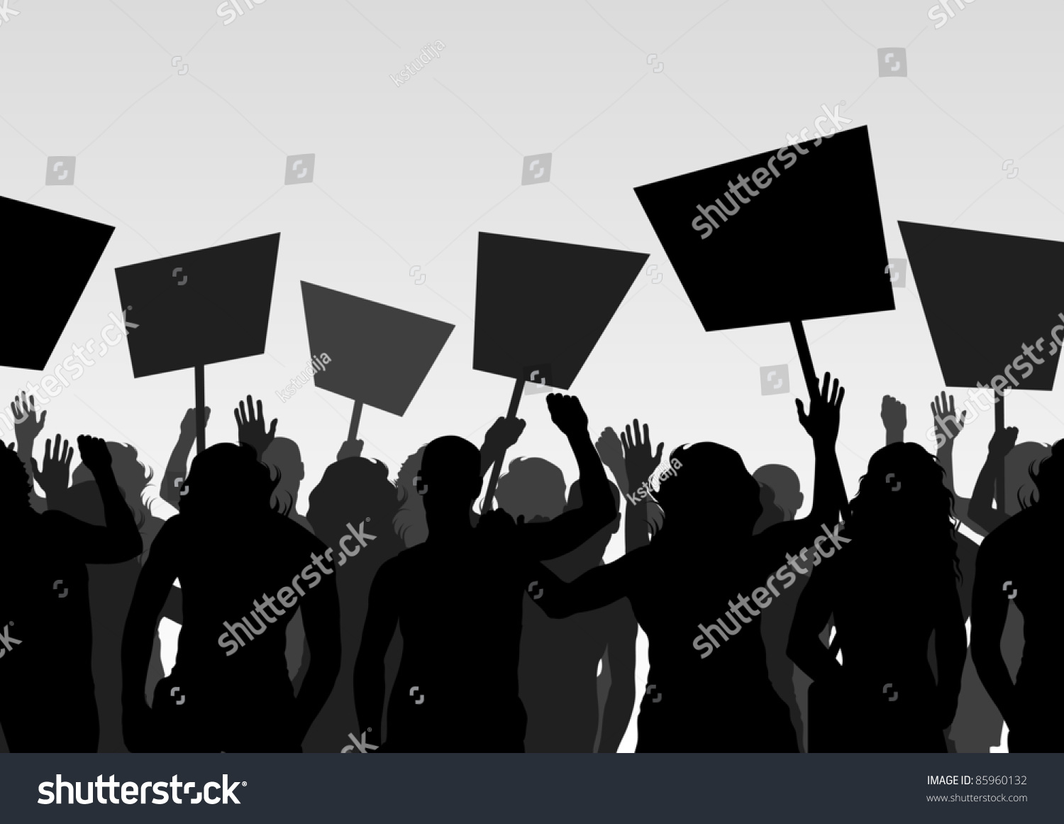 Protesters Crowd Landscape Background Illustration Stock Vector ...