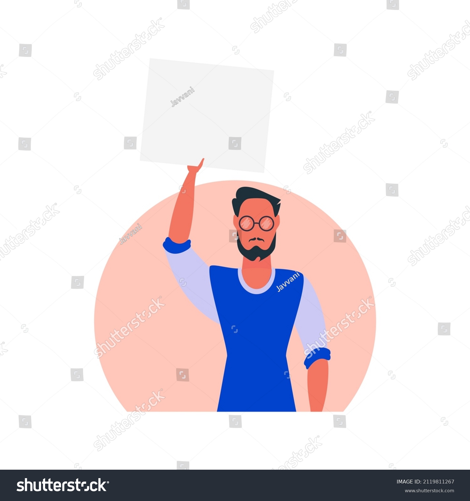 Protesting Men Empty Banner Isolated Flat Stock Vector (Royalty Free ...