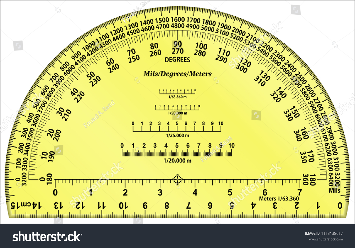 Protractor Degrees Mils Stock Vector (Royalty Free) 1113138617